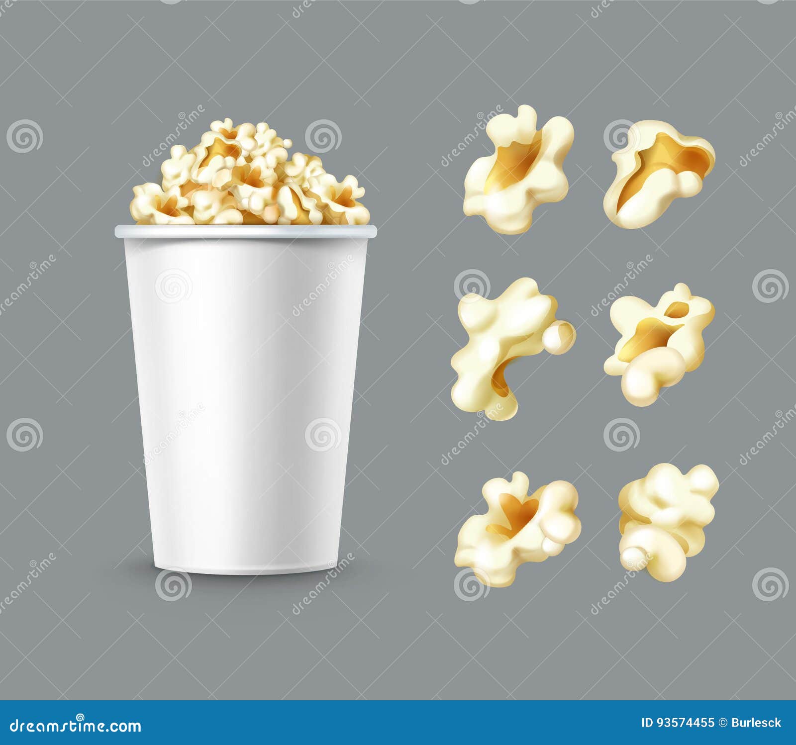 Popcorn Kernels. Cartoon Roasted Sweetcorn Vector Isolated Signs ...