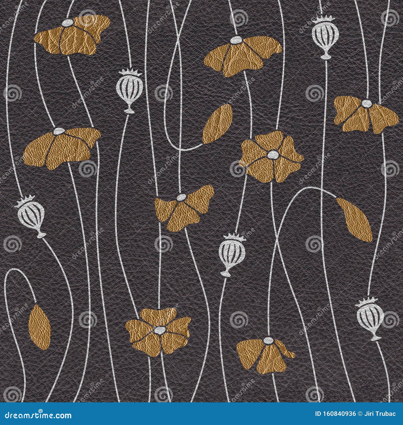 Set of Poppy Flower and Leaves - Pattern of the Decorative Background ...