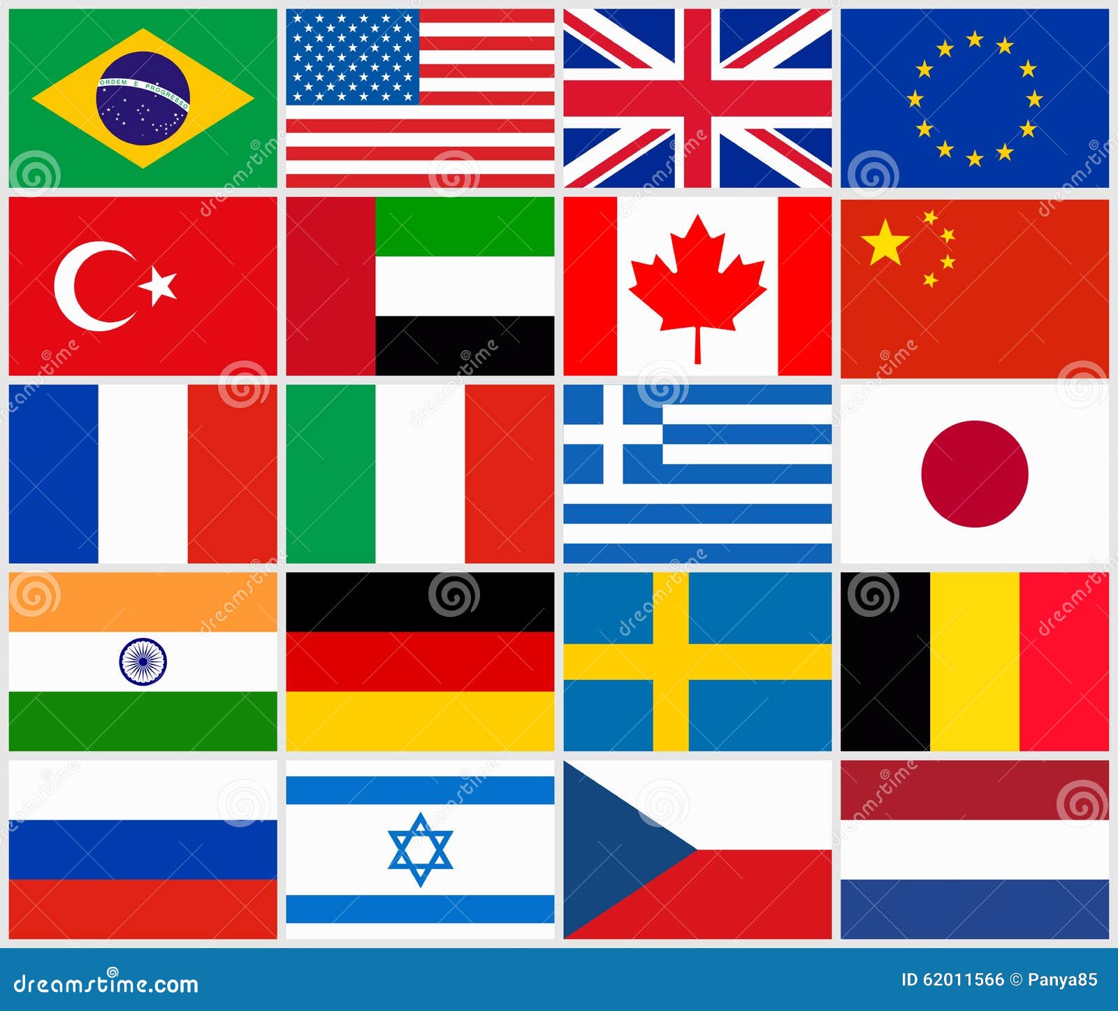 Set of Popular Country Flags Stock Vector - Illustration of icon ...
