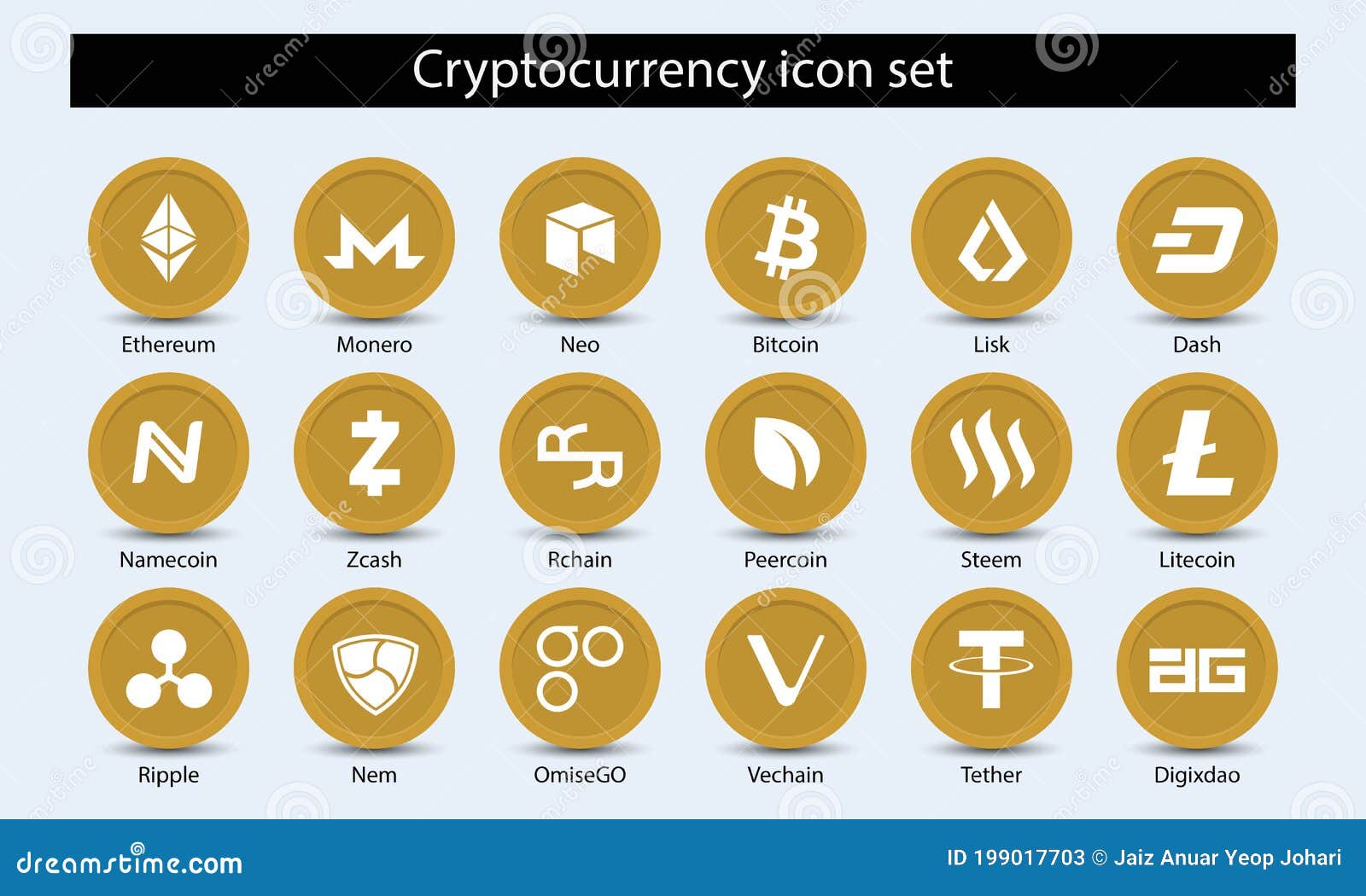 Set of Popular Cryptocurrency Icon for Editorial Use. Vector ...
