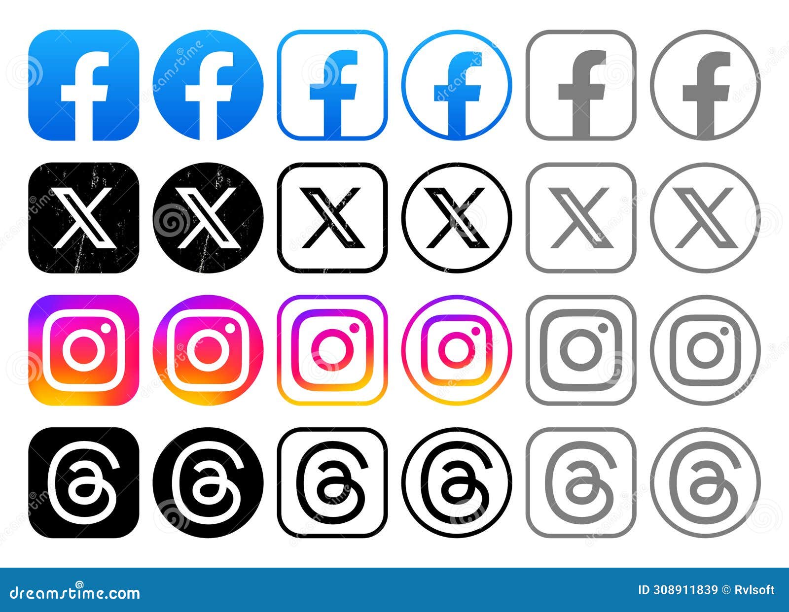 Set Instagram And Threads Logos Vector Illustration | CartoonDealer.com ...