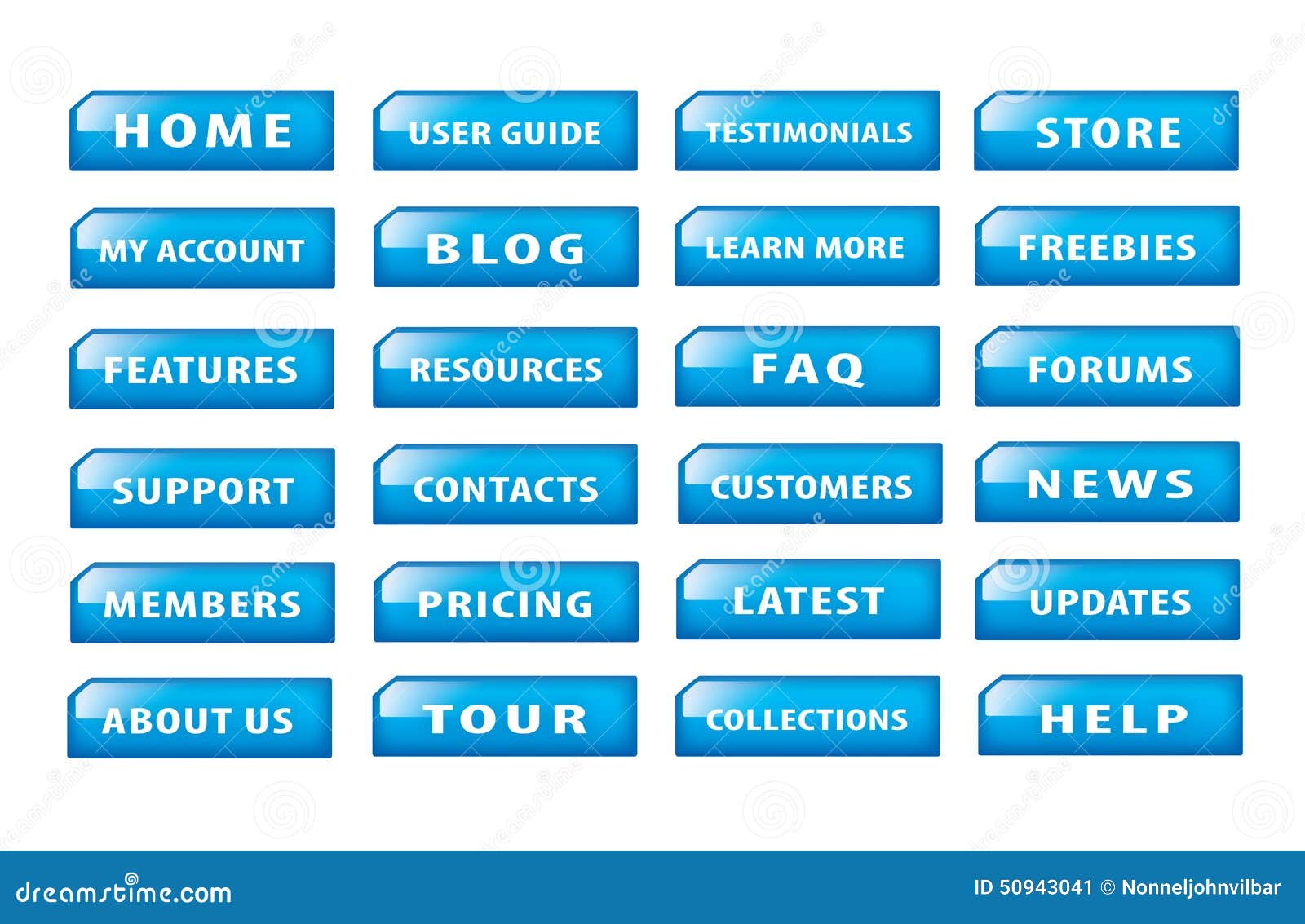 Set of Popular Website Buttons Stock Illustration - Illustration of ...