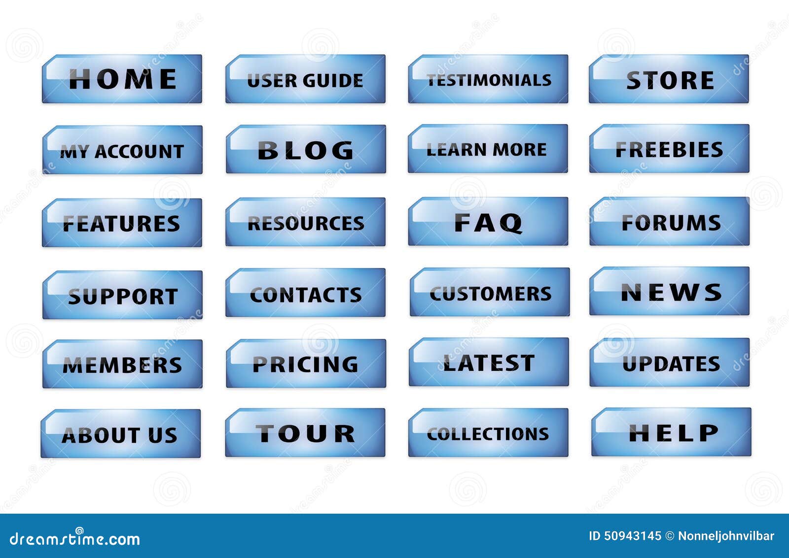 Set of Popular Website Buttons Version 3 Stock Illustration ...