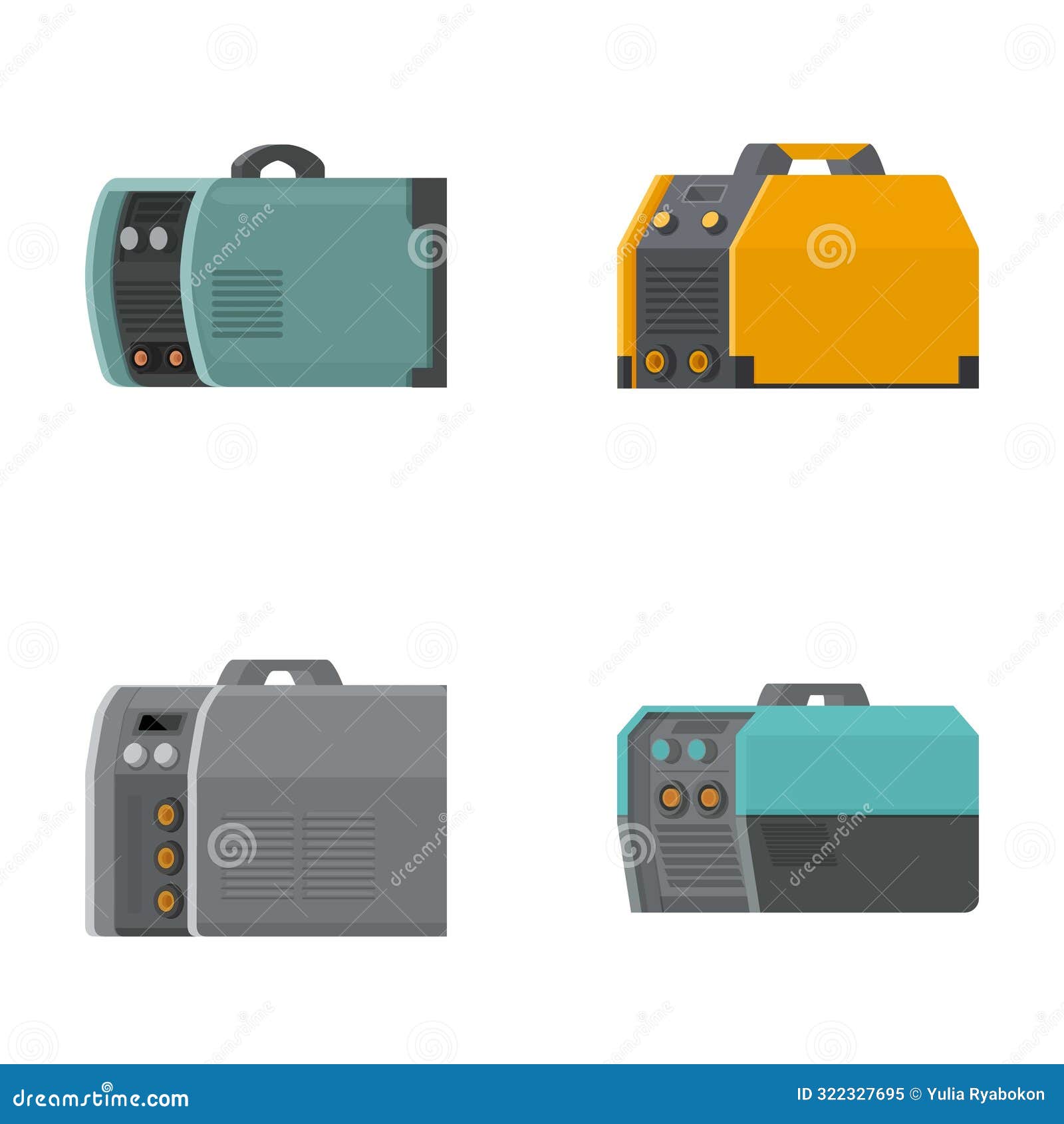 Set of Portable Generators on White Background Stock Vector ...