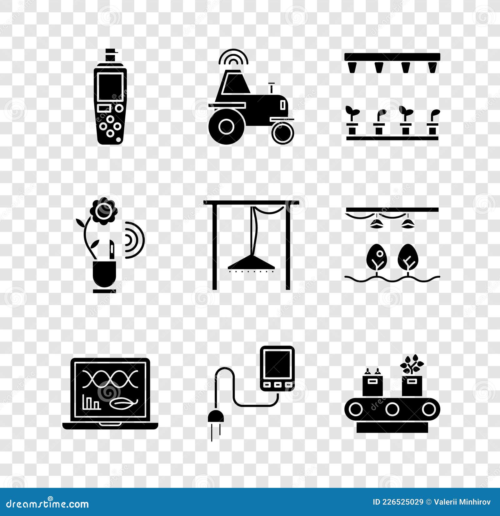Set Portable Sensor, Wireless Tractor On Smart Farm, Automatic ...
