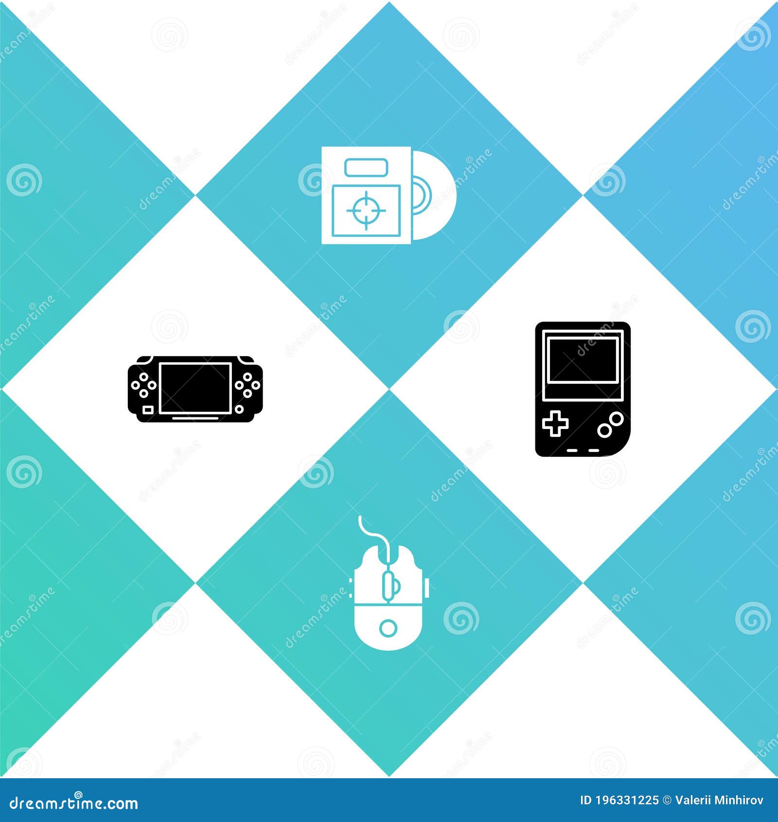 Set Portable Video Game Console, Computer Mouse Gaming, CD DVD Disk Box ...