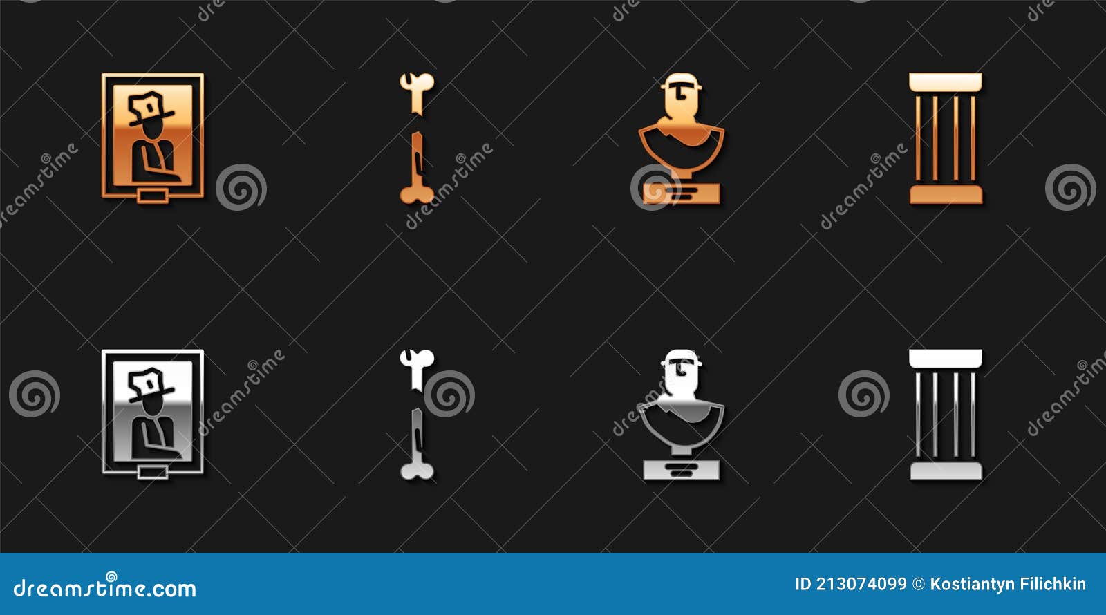 Set Portrait in Museum, Human Broken Bone, Ancient Bust Sculpture and ...