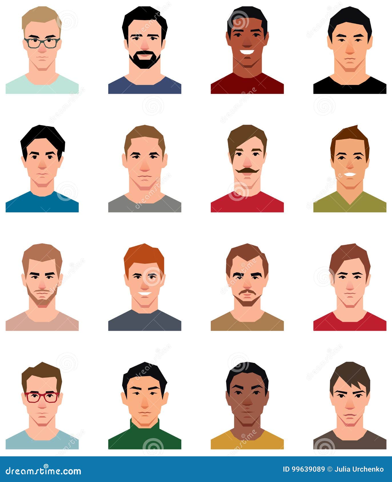 Set of Vector Avatars of Men in a Flat Style Stock Vector ...