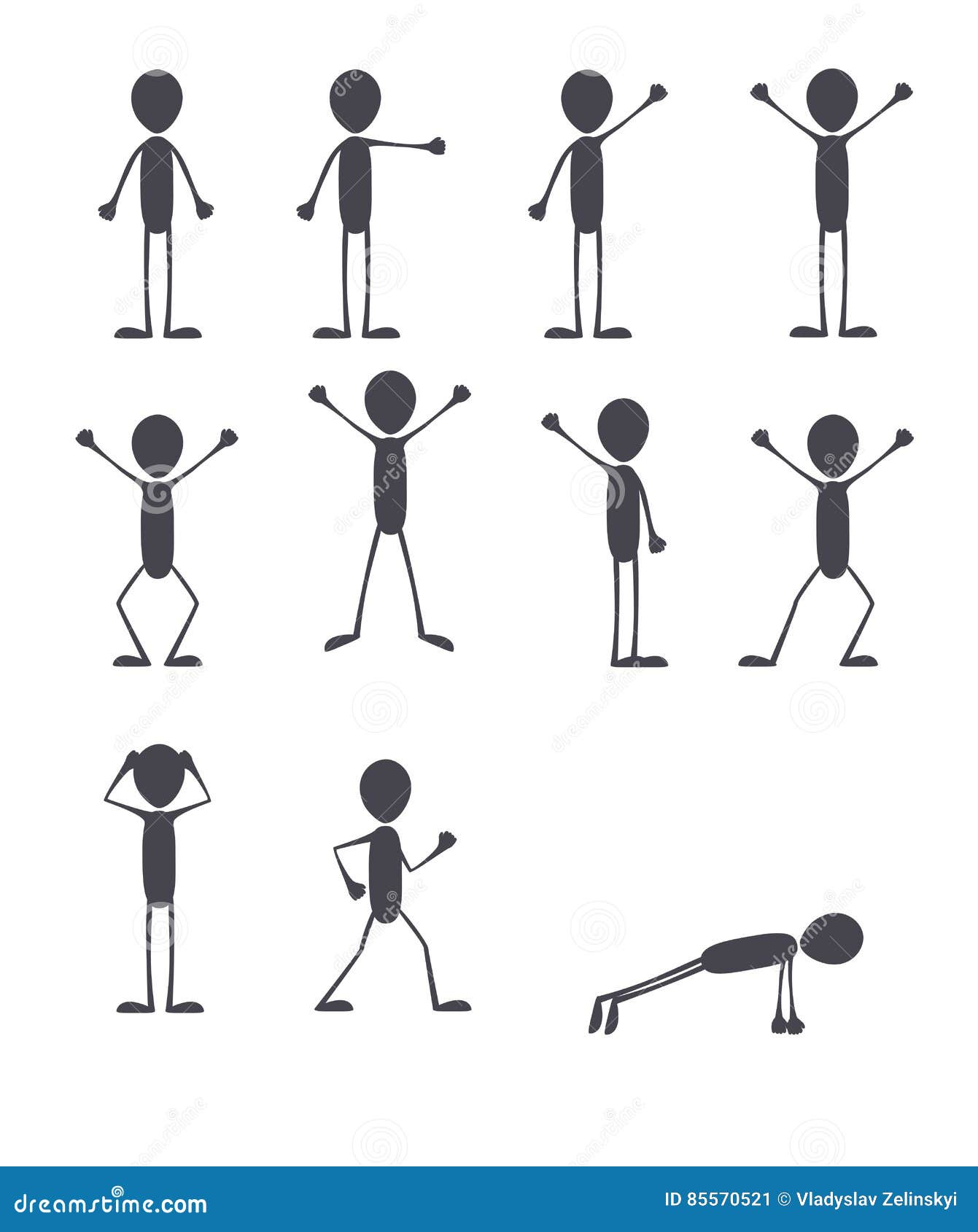 Set Poses Cartoon Vector Man Stock Vector - Illustration of active ...
