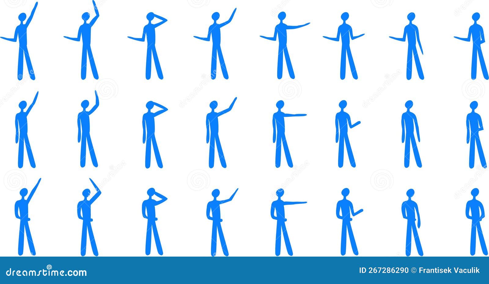 A Set of Poses of People Who always Have One Hand Down. Stock Vector ...