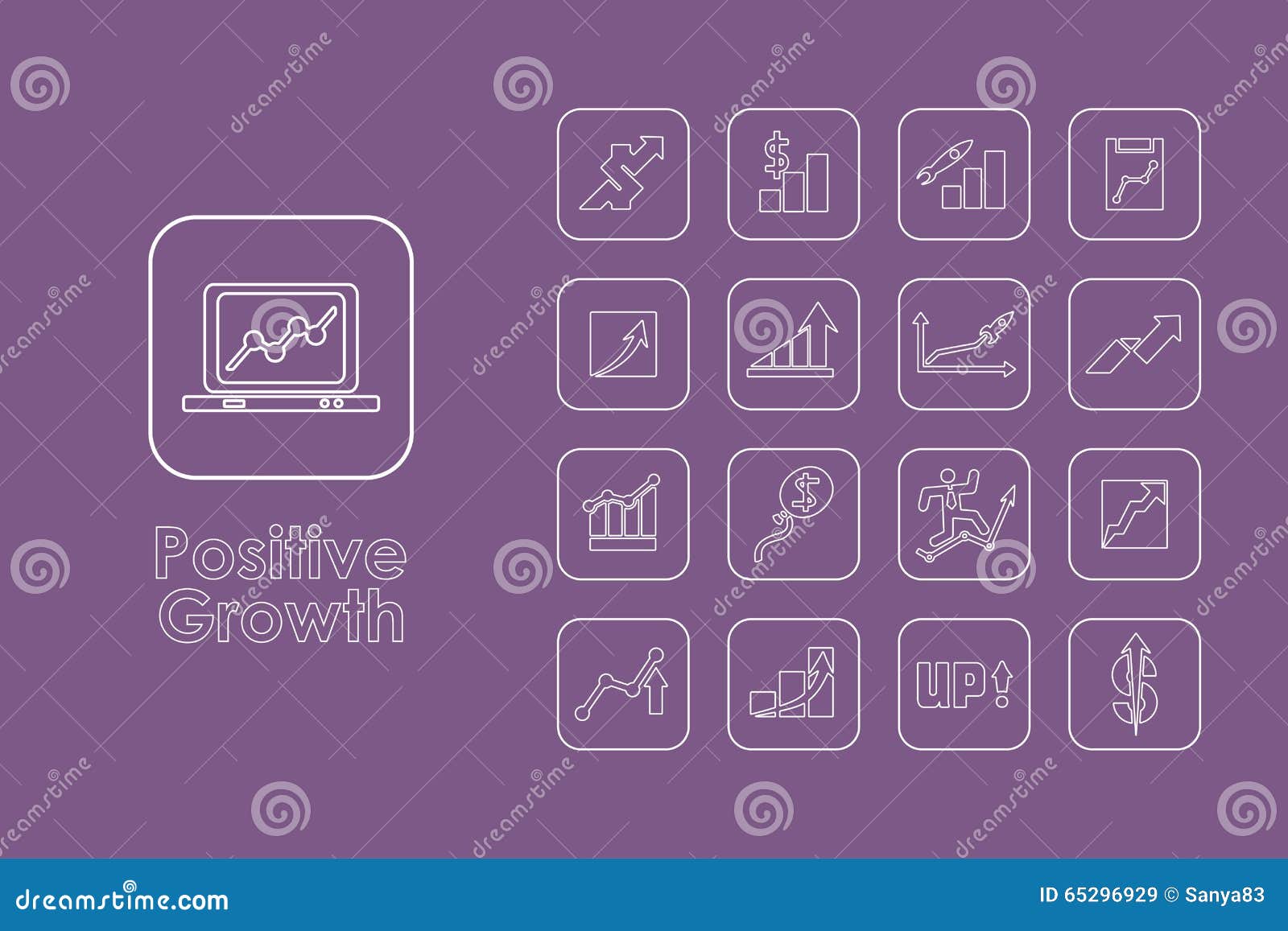 Set of Positive Growth Simple Icons Stock Vector - Illustration of ...