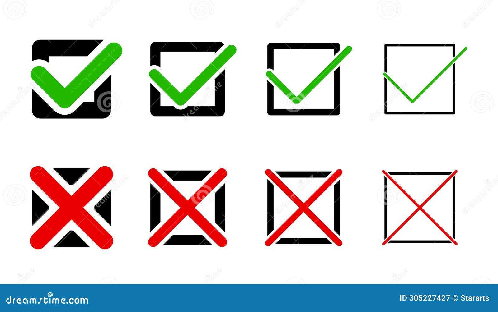 Set of Positive and Negative Checkmark Sign Design Stock Illustration ...