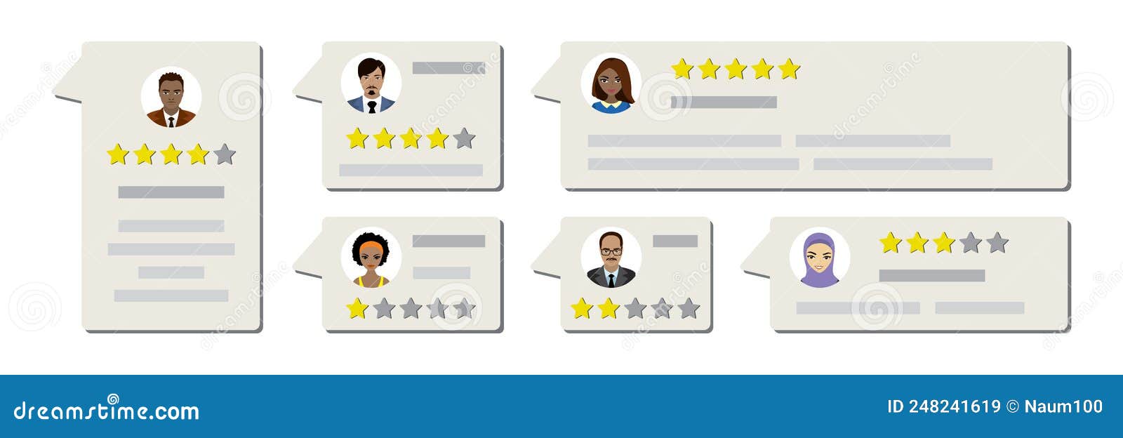 Set of Positive, Negative Reviews. Testimonials Template for Web ...