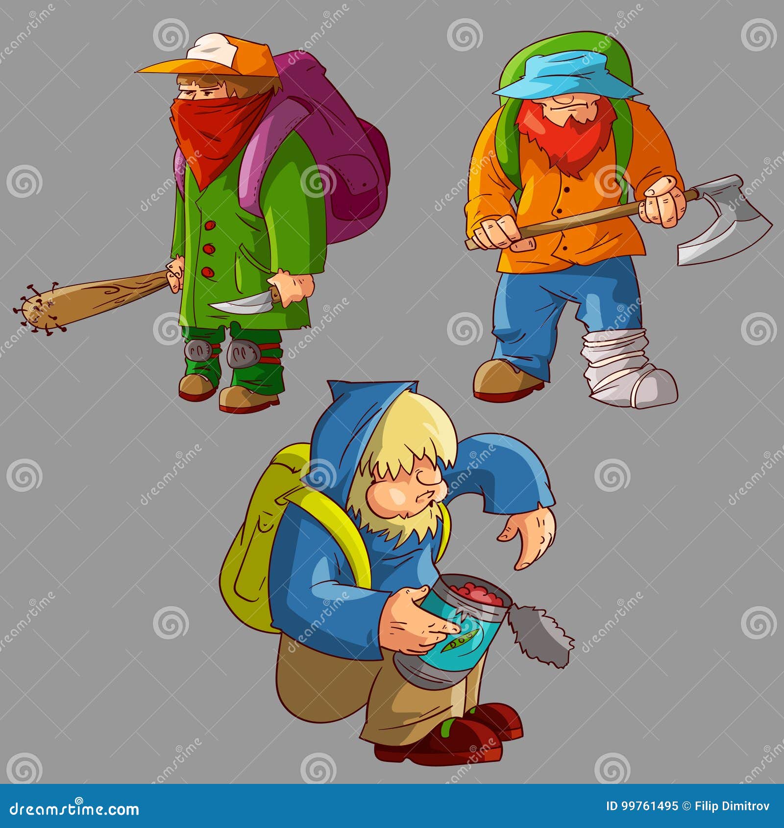 Set of Post Apocalyptic Survivors Stock Vector - Illustration of ...