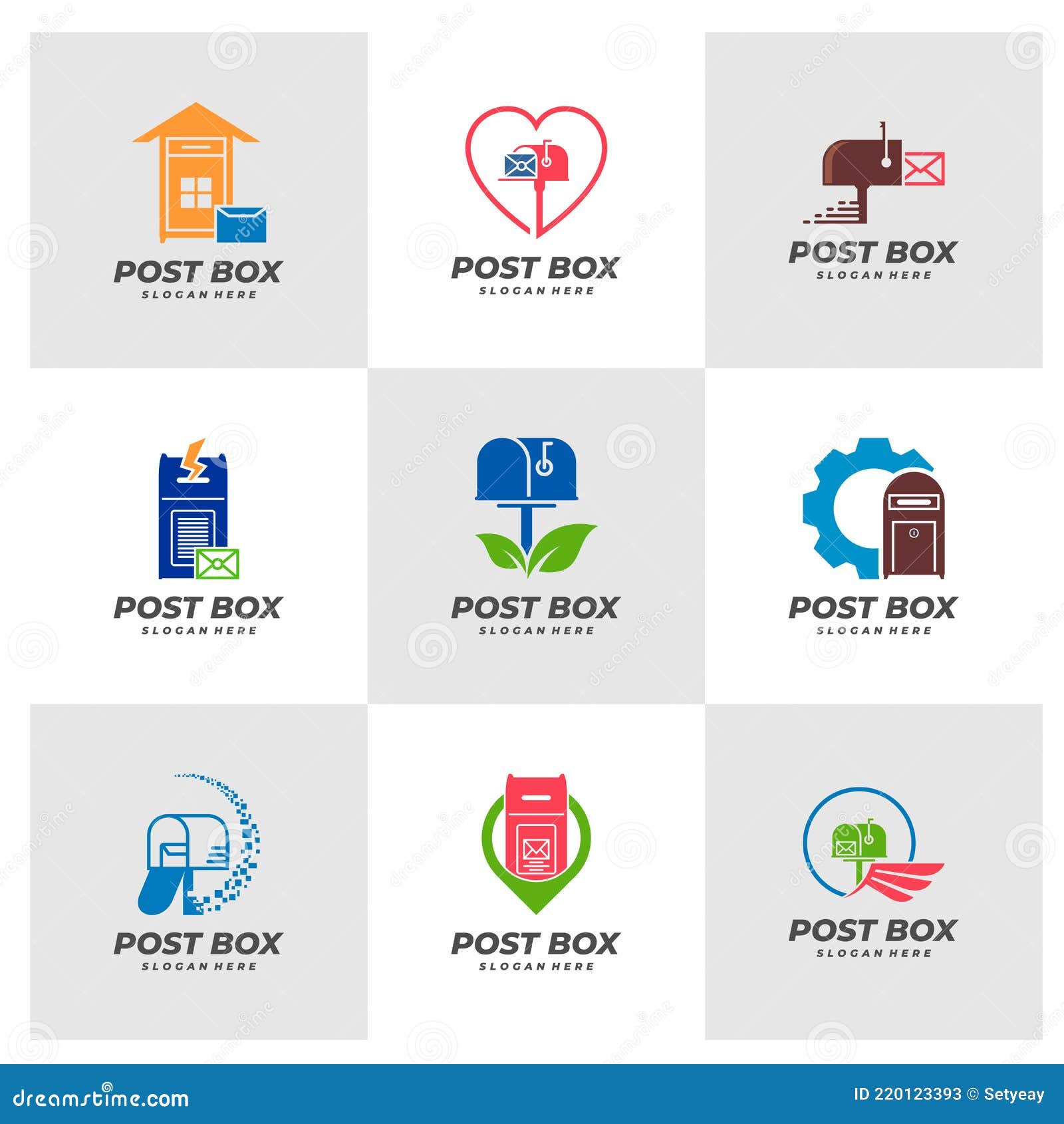 Set of Post Box Logo Vector Template, Creative Post Box Logo Design ...