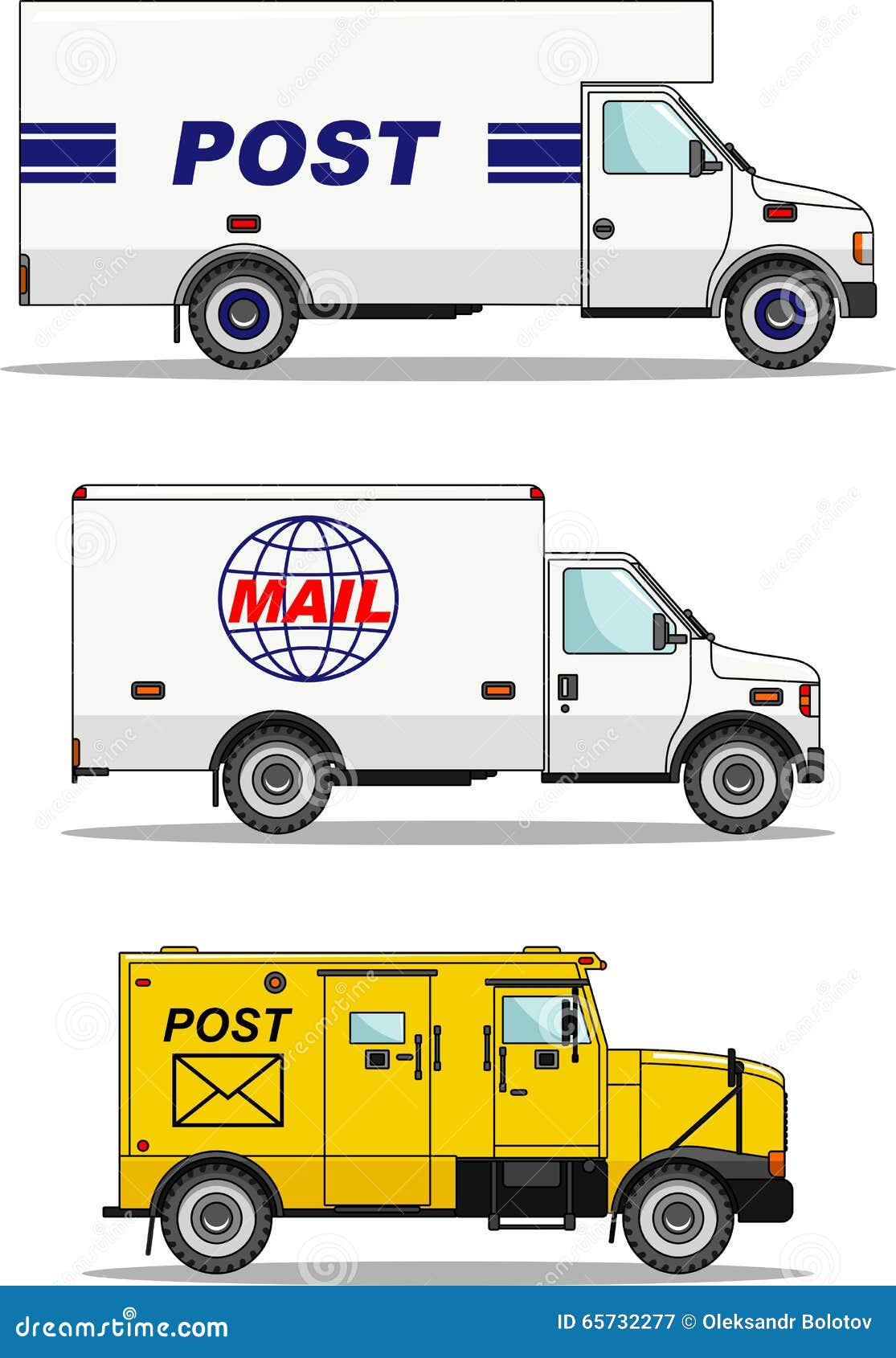 Set of Post Cars Isolated on White Background in Flat Style. Vector ...