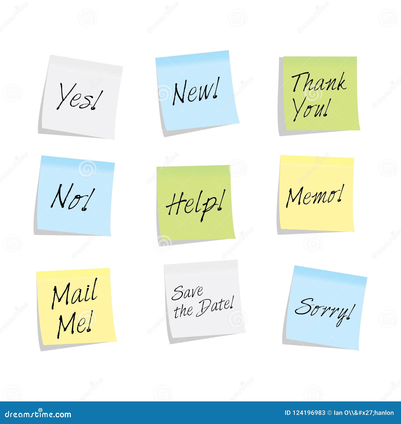 Set of post it note stock vector. Illustration of blank - 124196983