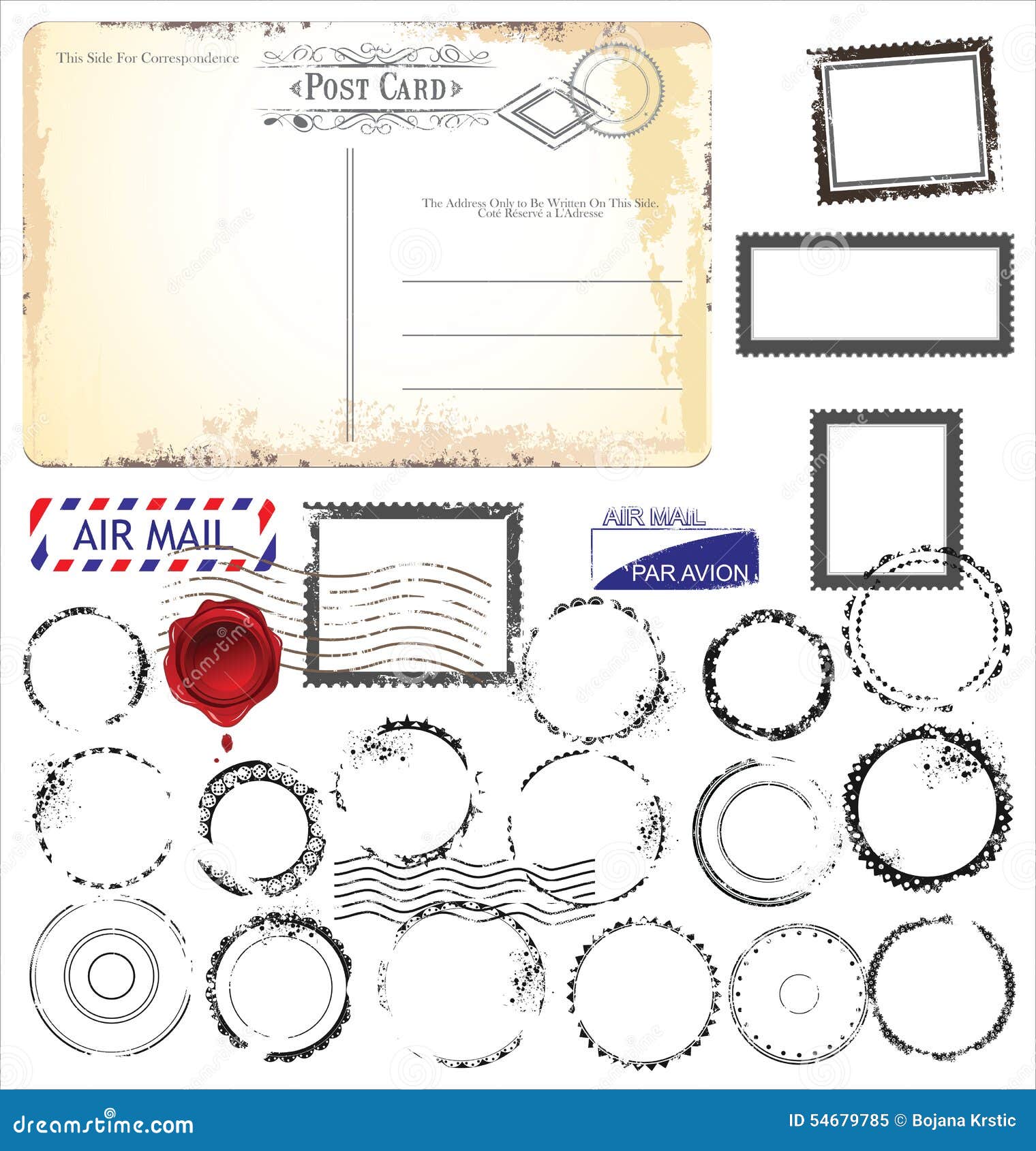 Set of Post Stamp Symbols, Illustration Stock Illustration ...
