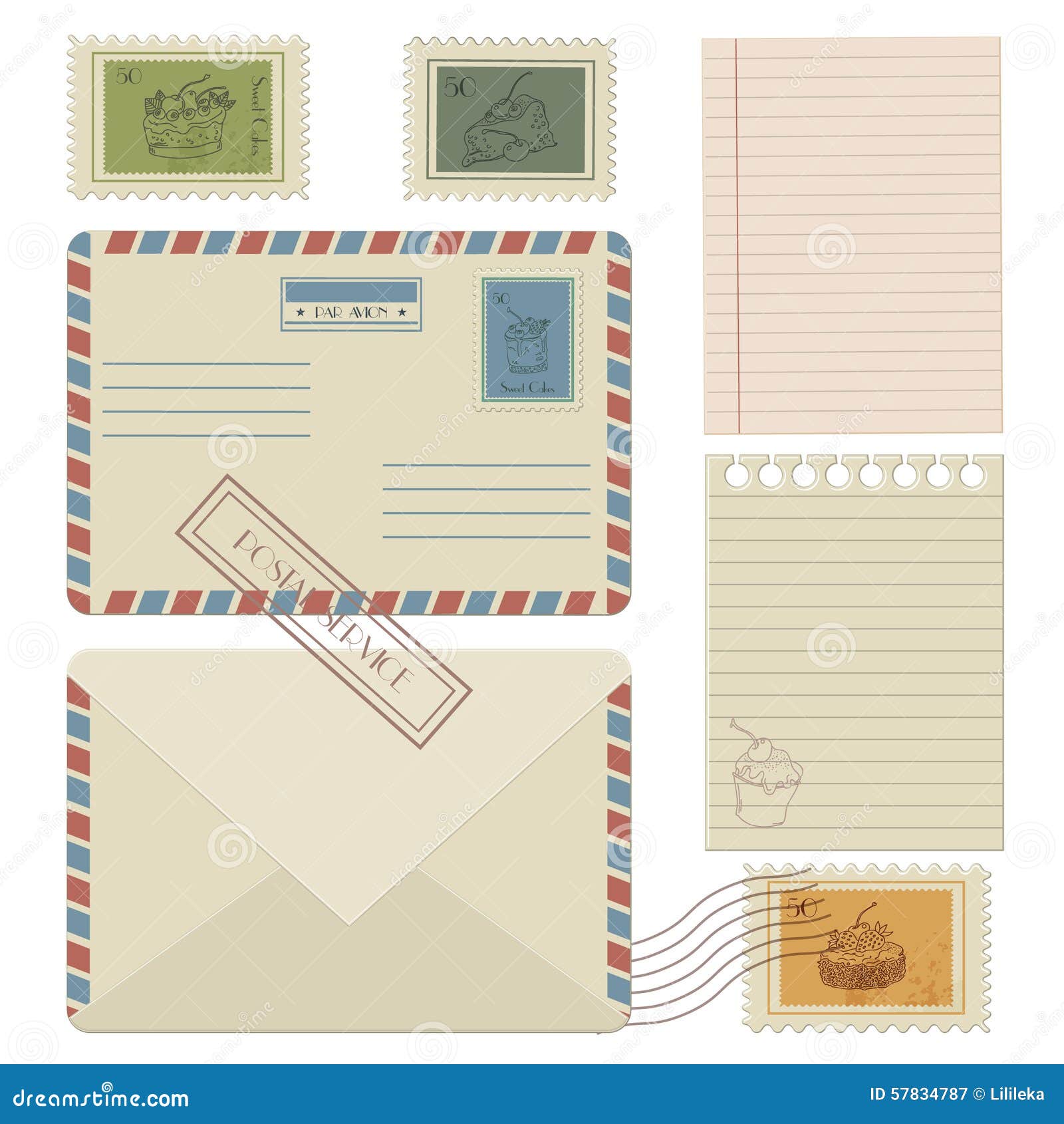 Set of post stamp symbols stock vector. Illustration of imprint - 57834787