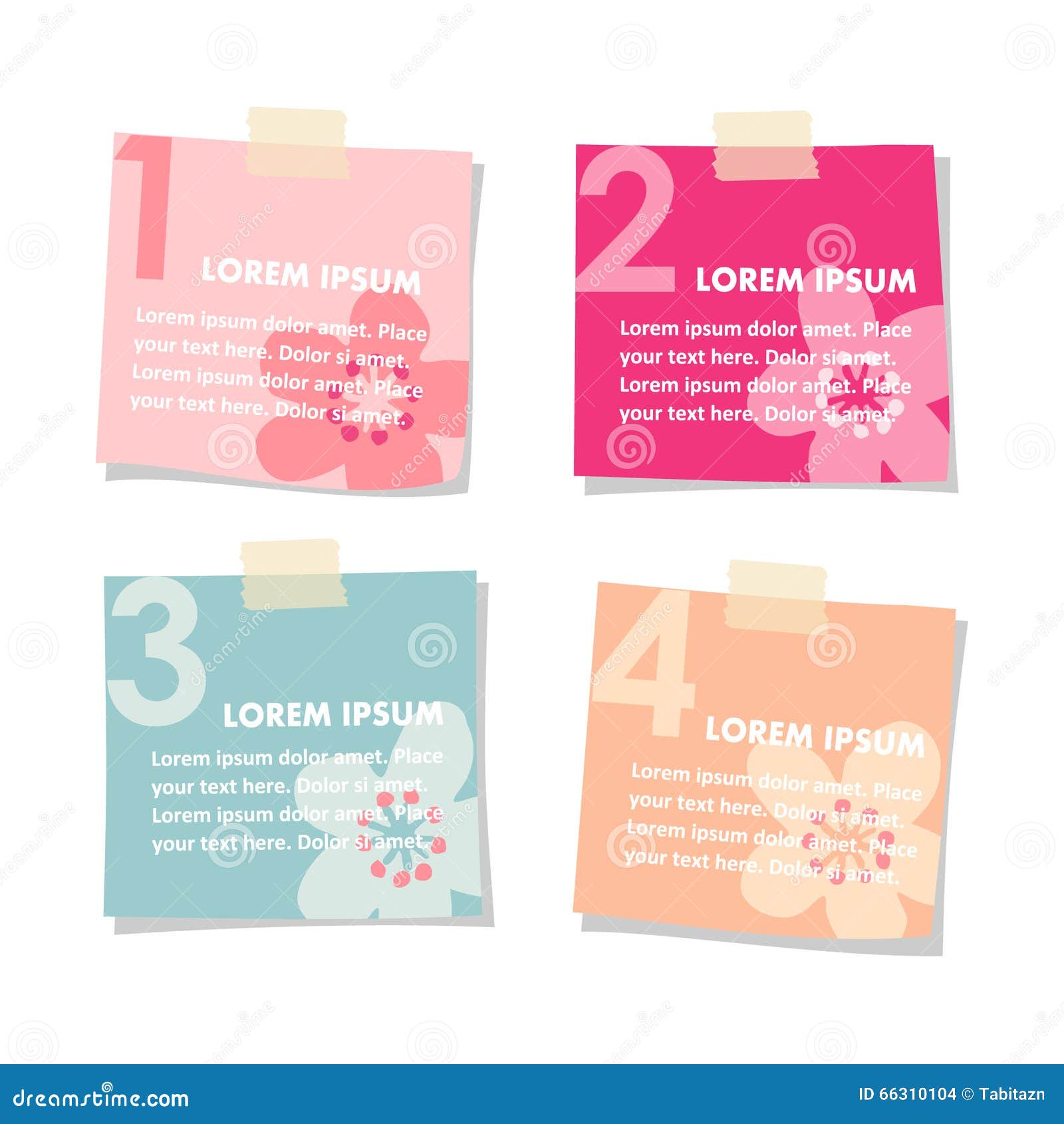 Set of Post Sticky Notes Papers, Spring Floral Design Stock Vector ...
