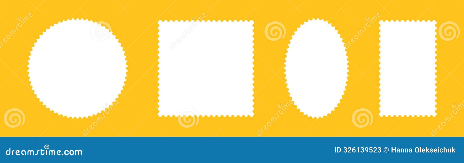 Set of Postage Stamp Template Frames. Empty Borders, Backdrops for ...