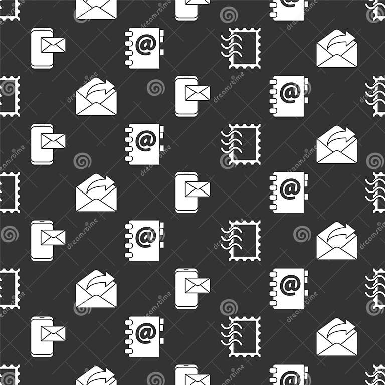 Set Postal Stamp, Outgoing Mail, Mobile and Envelope and Address Book ...