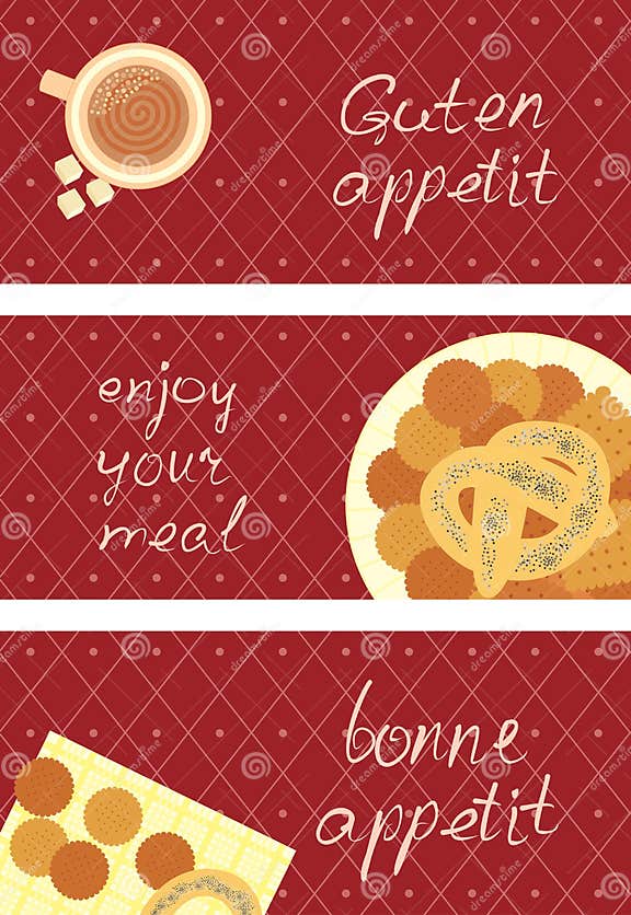 Set of Postcard with a Breakfast Stock Vector - Illustration of ...