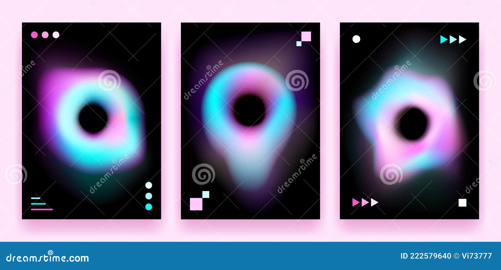 Set of Posters with Abstract Distorted Splashes on Black Background ... Set of Posters with Abstract Distorted Splashes on Black Background ...