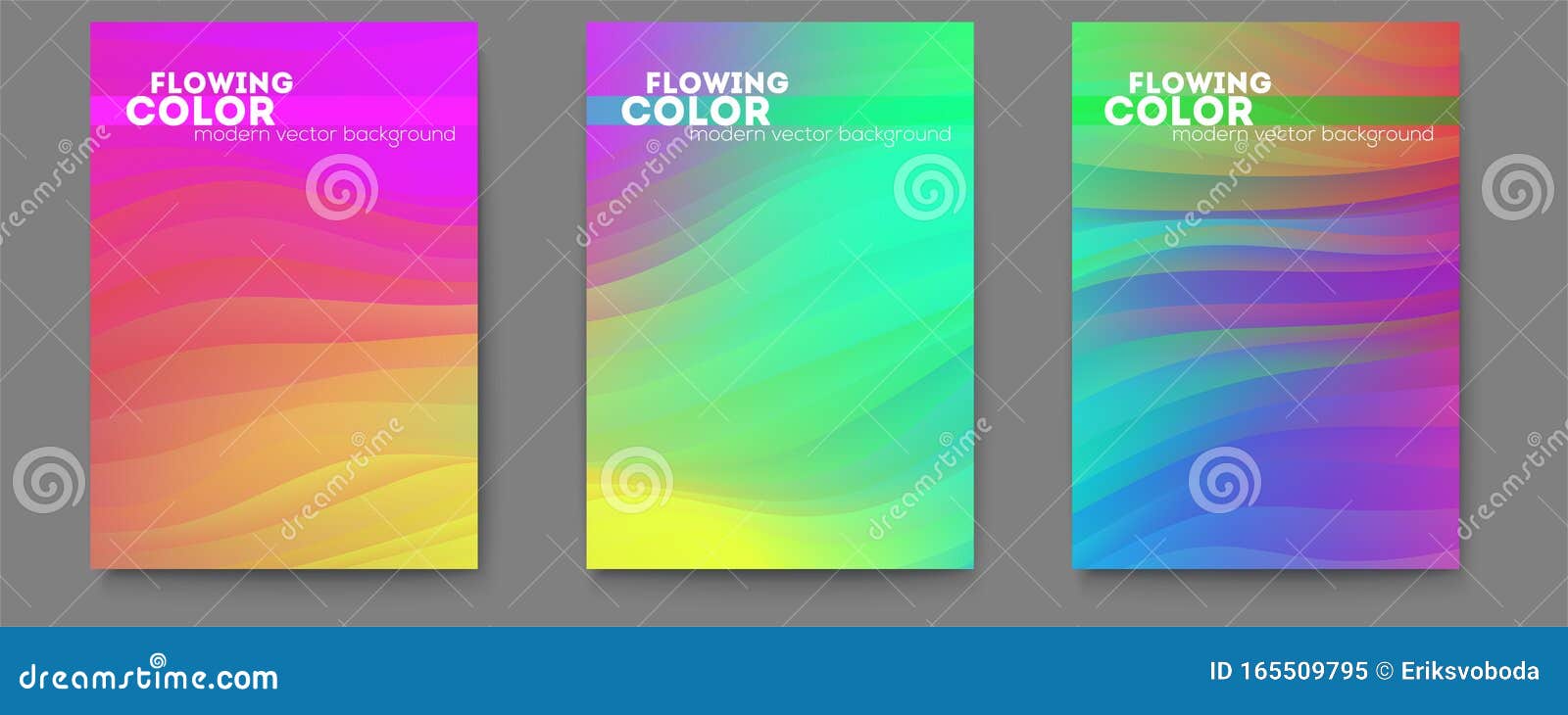 Set of Posters with Abstract Flowing Pattern. Modern Background with ...
