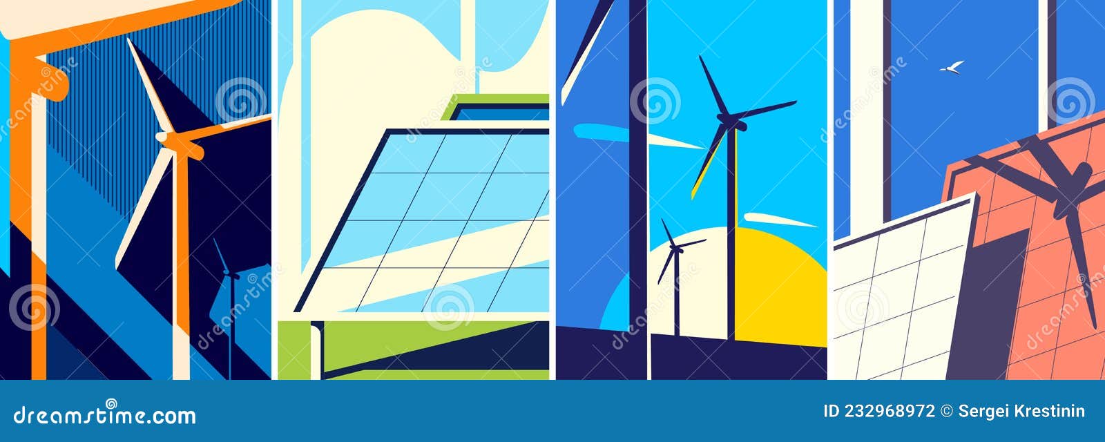 Set of Posters with Alternative Energy Sources. Stock Vector ...