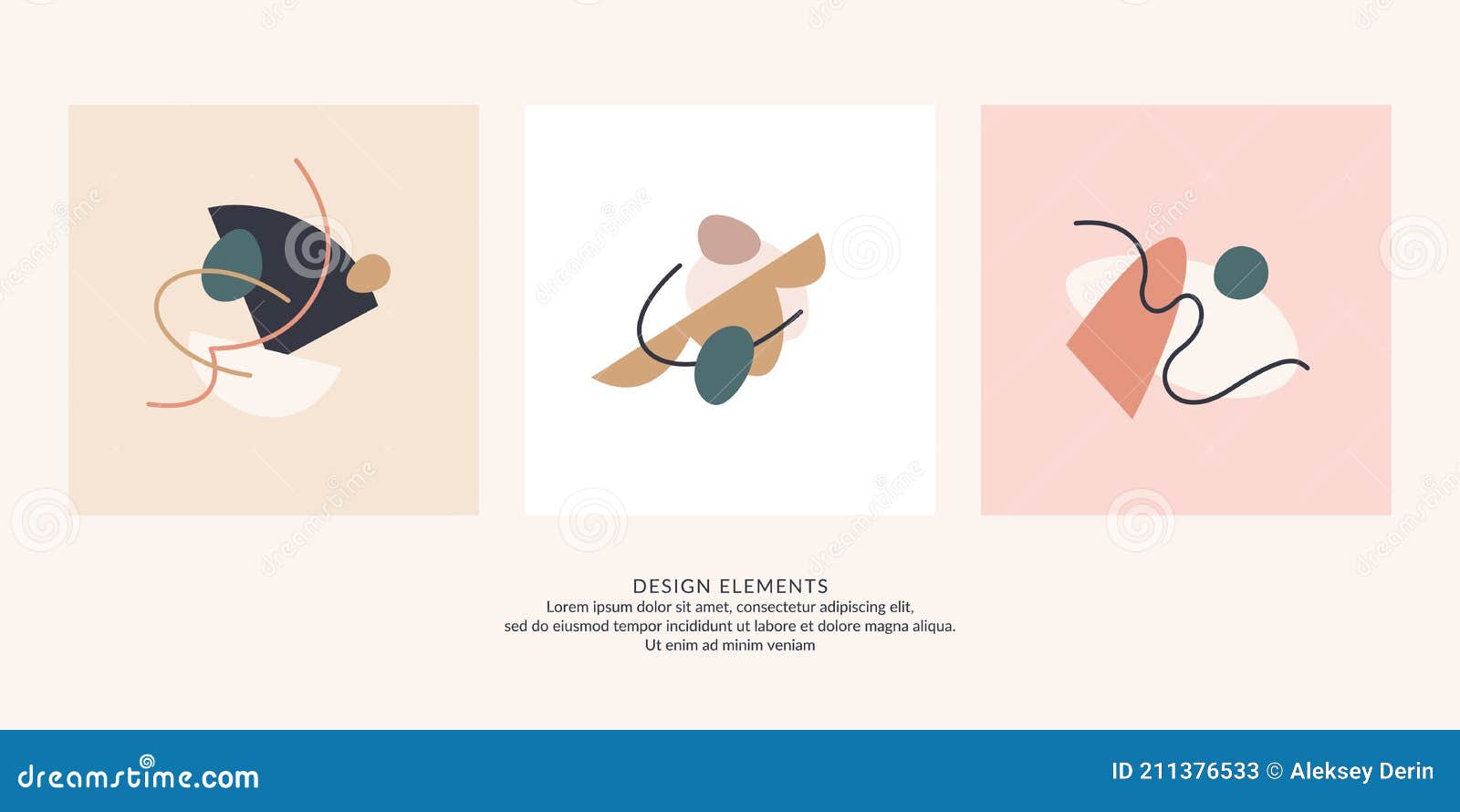 A Set of Posters. a Composition with Abstract Elements in a Popular ...