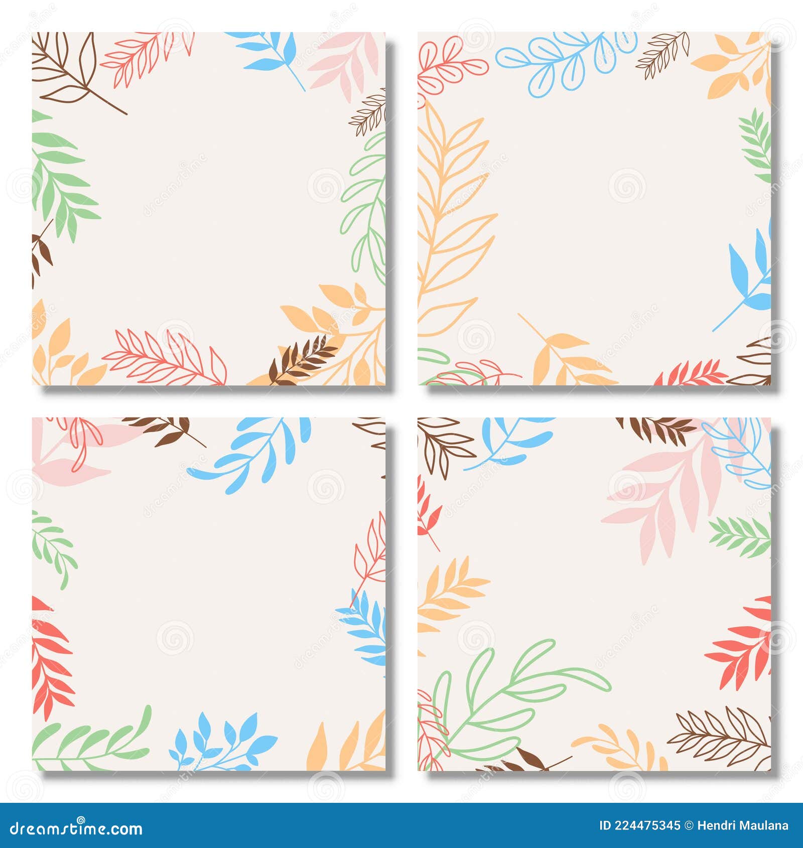 Set of Posters with Elements of Plants and Abstract Shapes Stock Vector ...