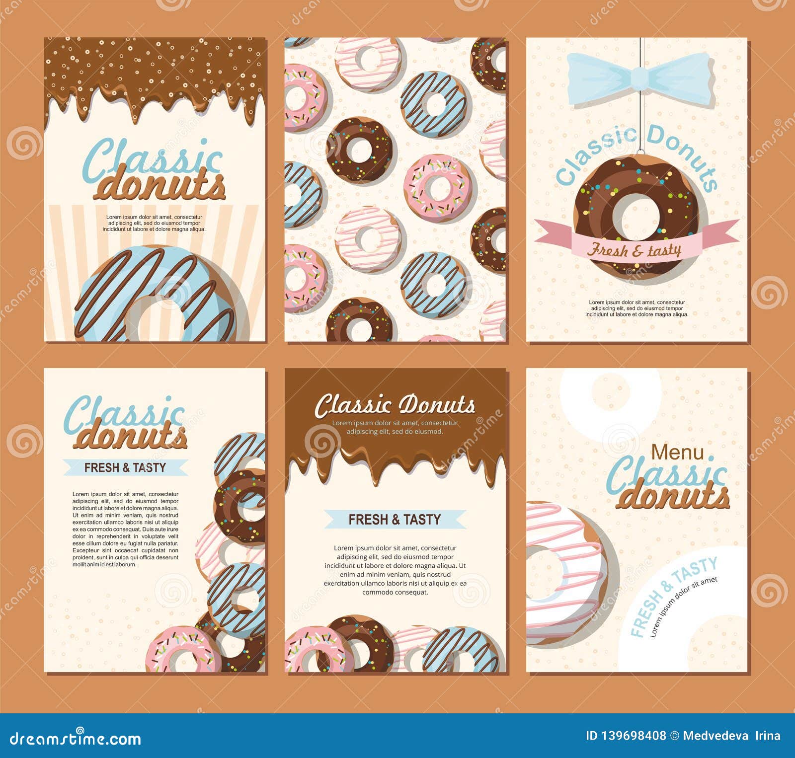 Set Posters Vector Template with Donuts. Sweet Background Stock Vector ...
