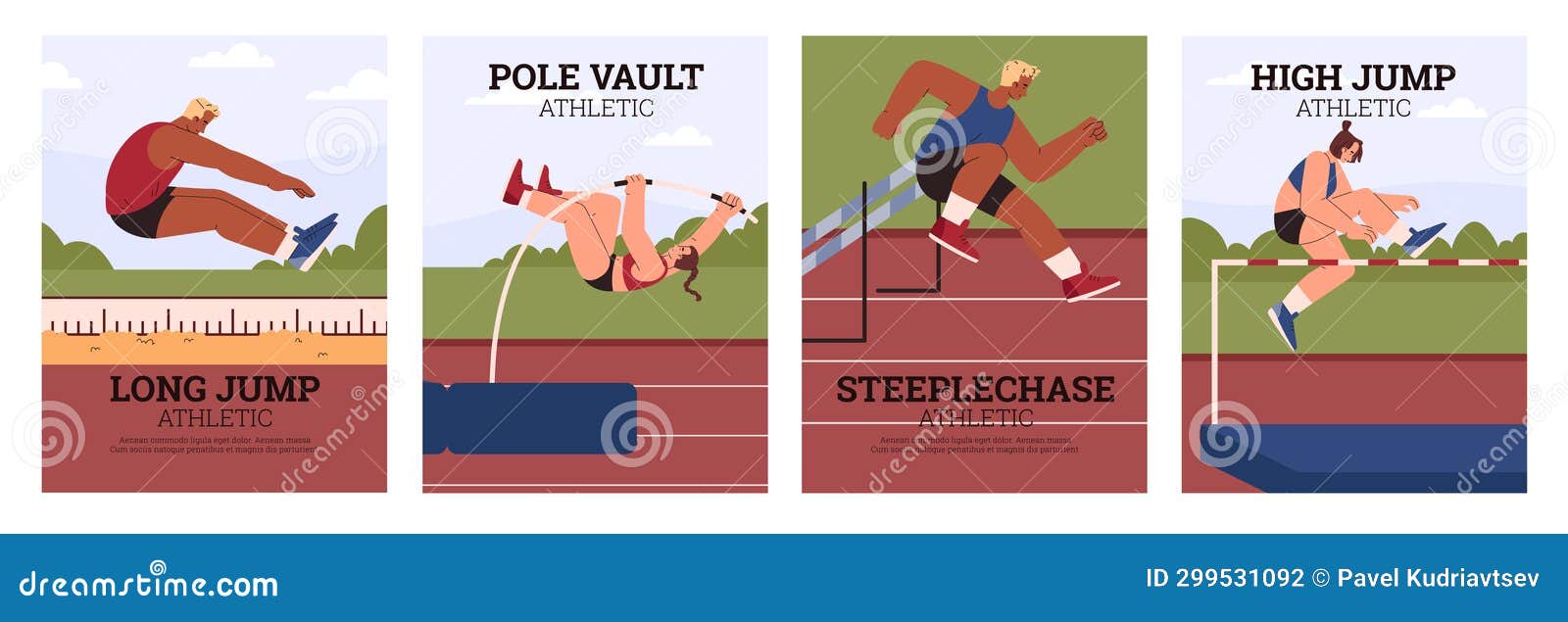 Set of Posters or Vertical Banners about Jump Sport Flat Style, Vector ...