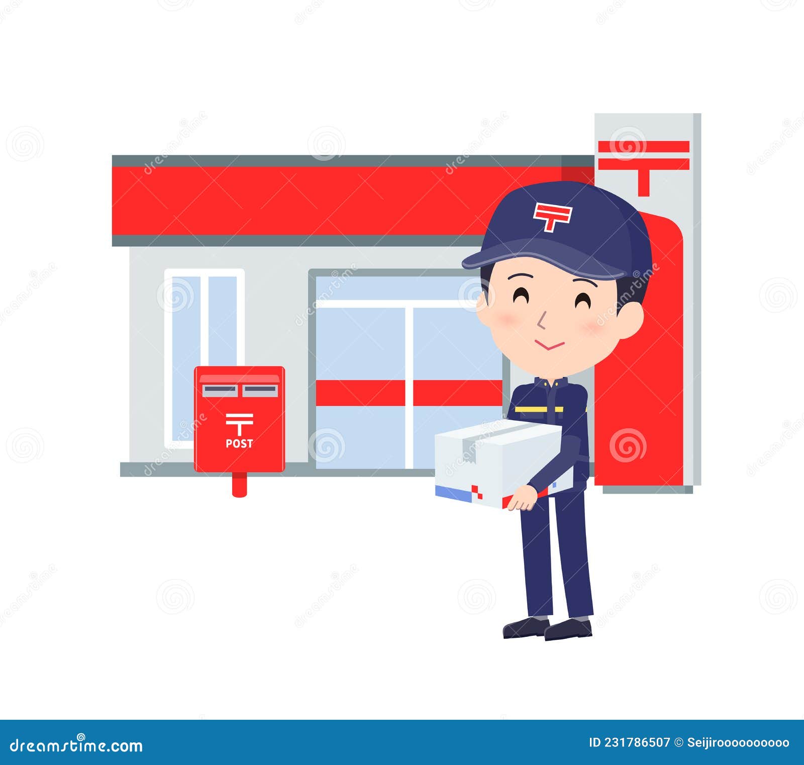 A Set of Postman Women with Post Office Stock Vector - Illustration of ...