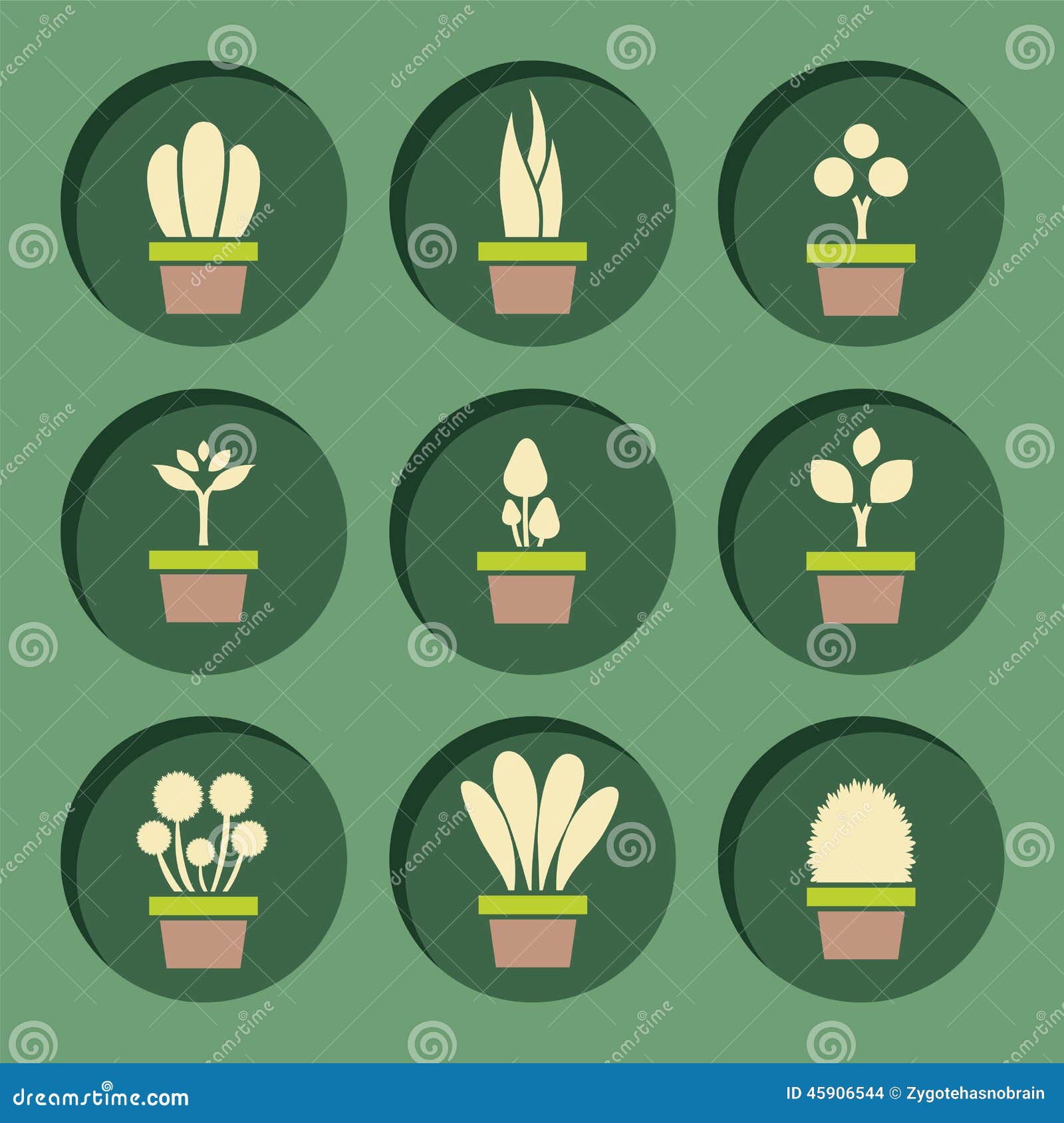 Set of Pot Plants Symbol stock vector. Illustration of graphic - 45906544