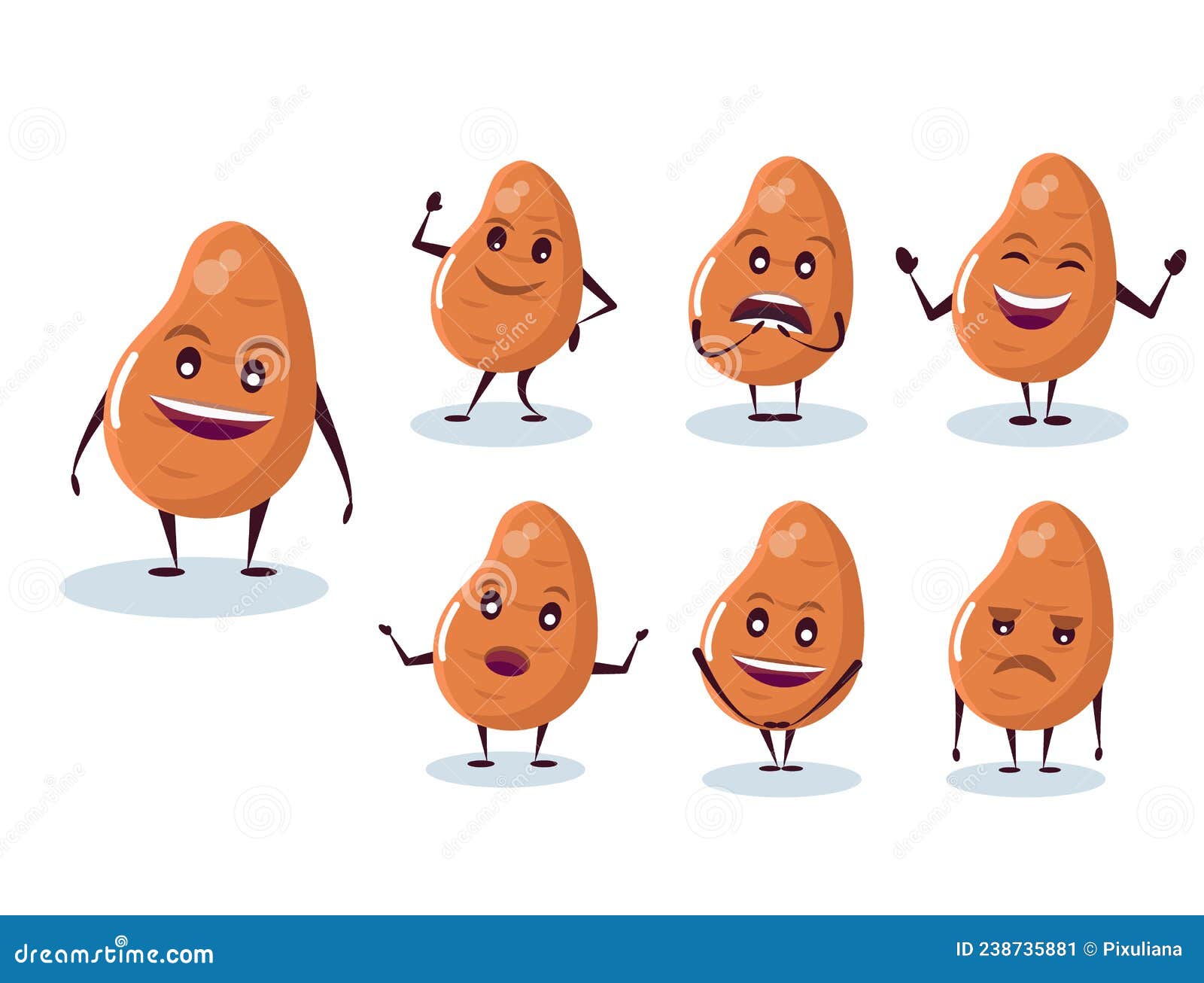 Set of Potatoes - Character and Emotions. Anthropomorphic Hero. Stock ...