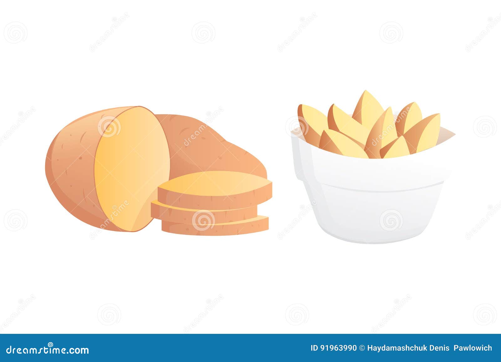 Set Potatoes Vector Illustration. Isolated Potato on White Background ...