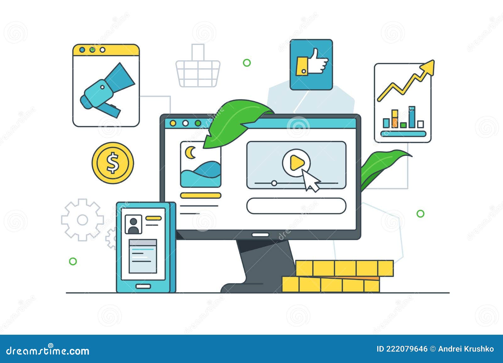 Set of Potential Advertising Mediators Stock Vector - Illustration of ...