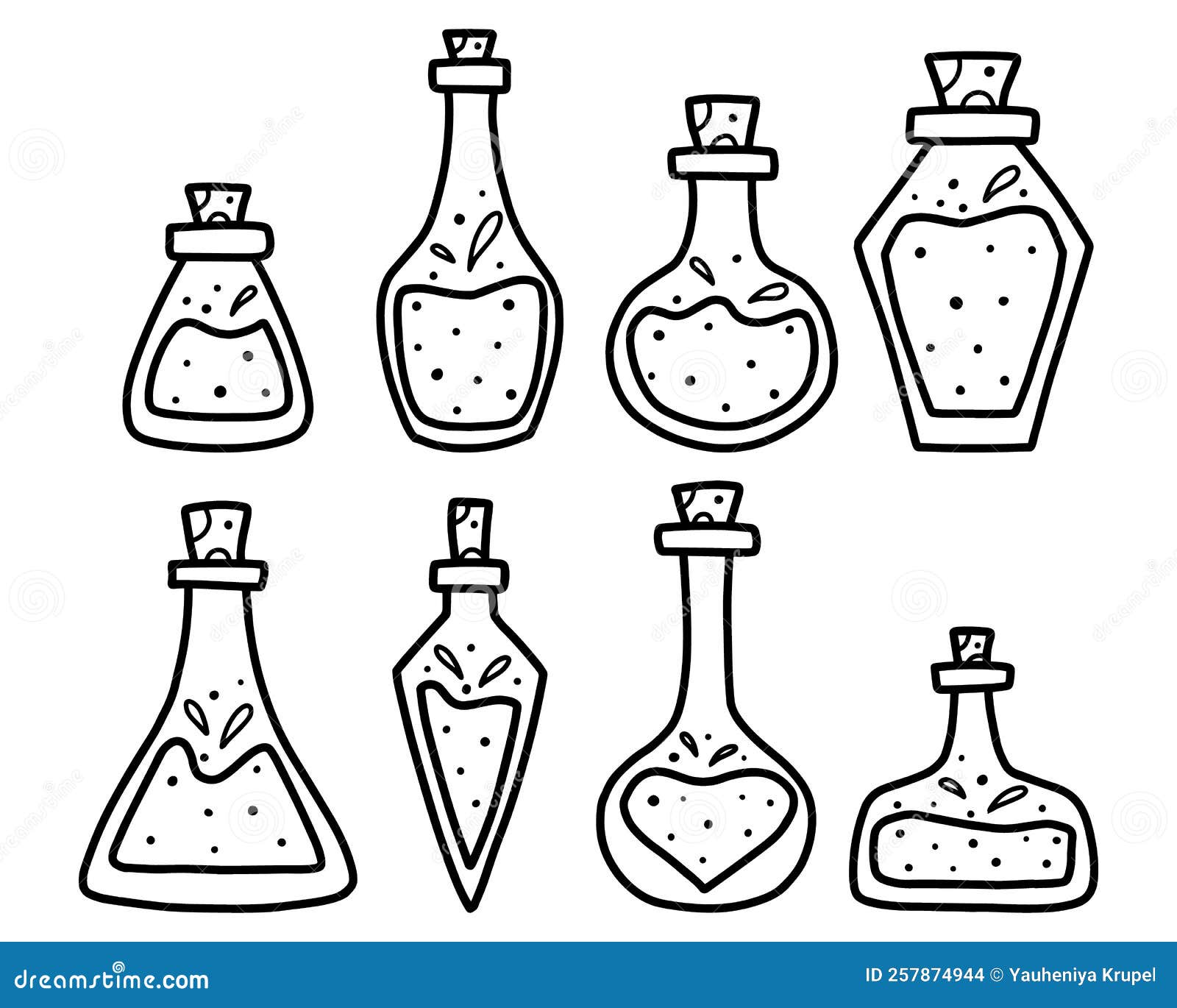 A Set of Potion Jars. Magic Poison. Vector Illustration. Collection of ...