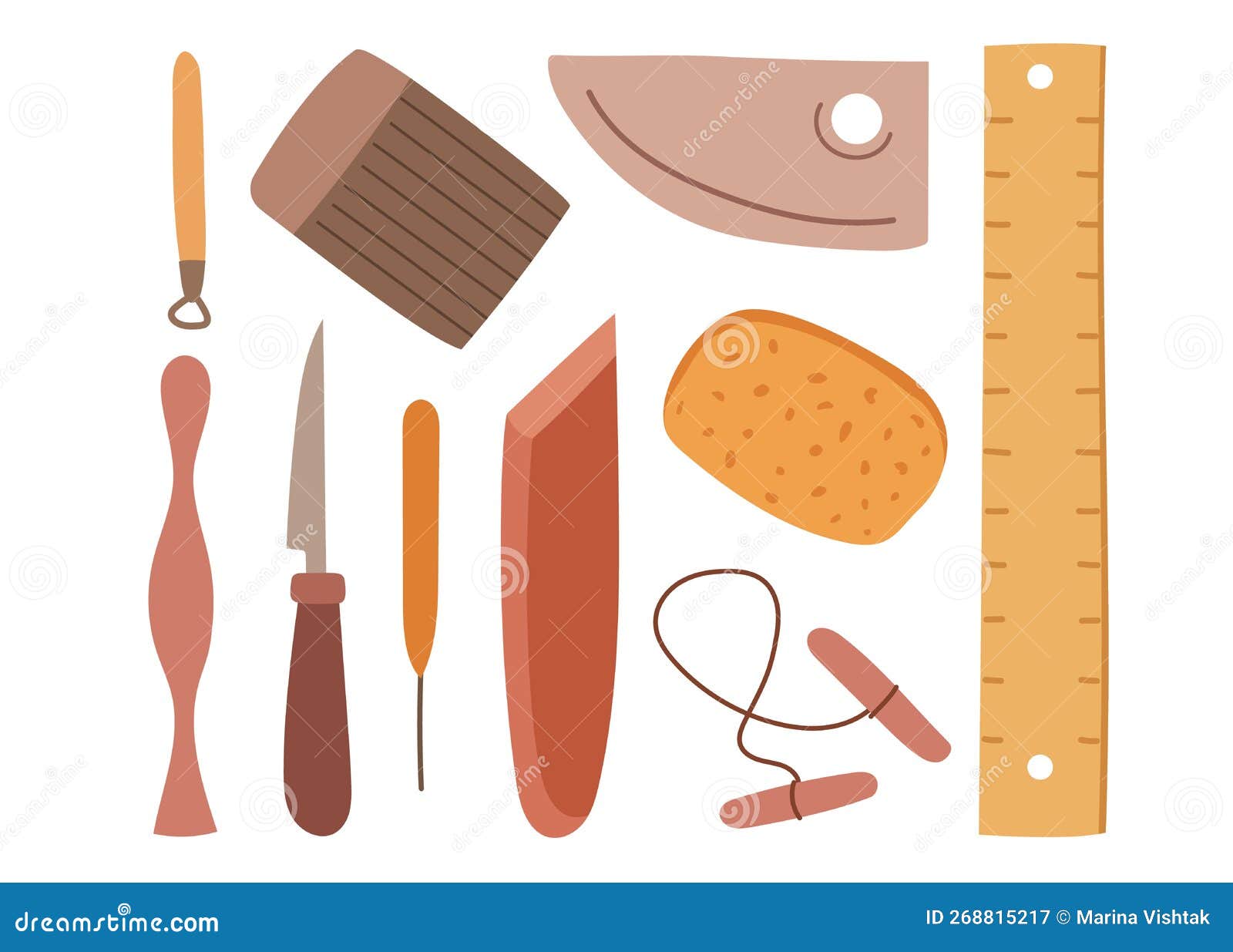 Set of Pottery Tools for Making Crafted Crockery. Potters Intruments ...