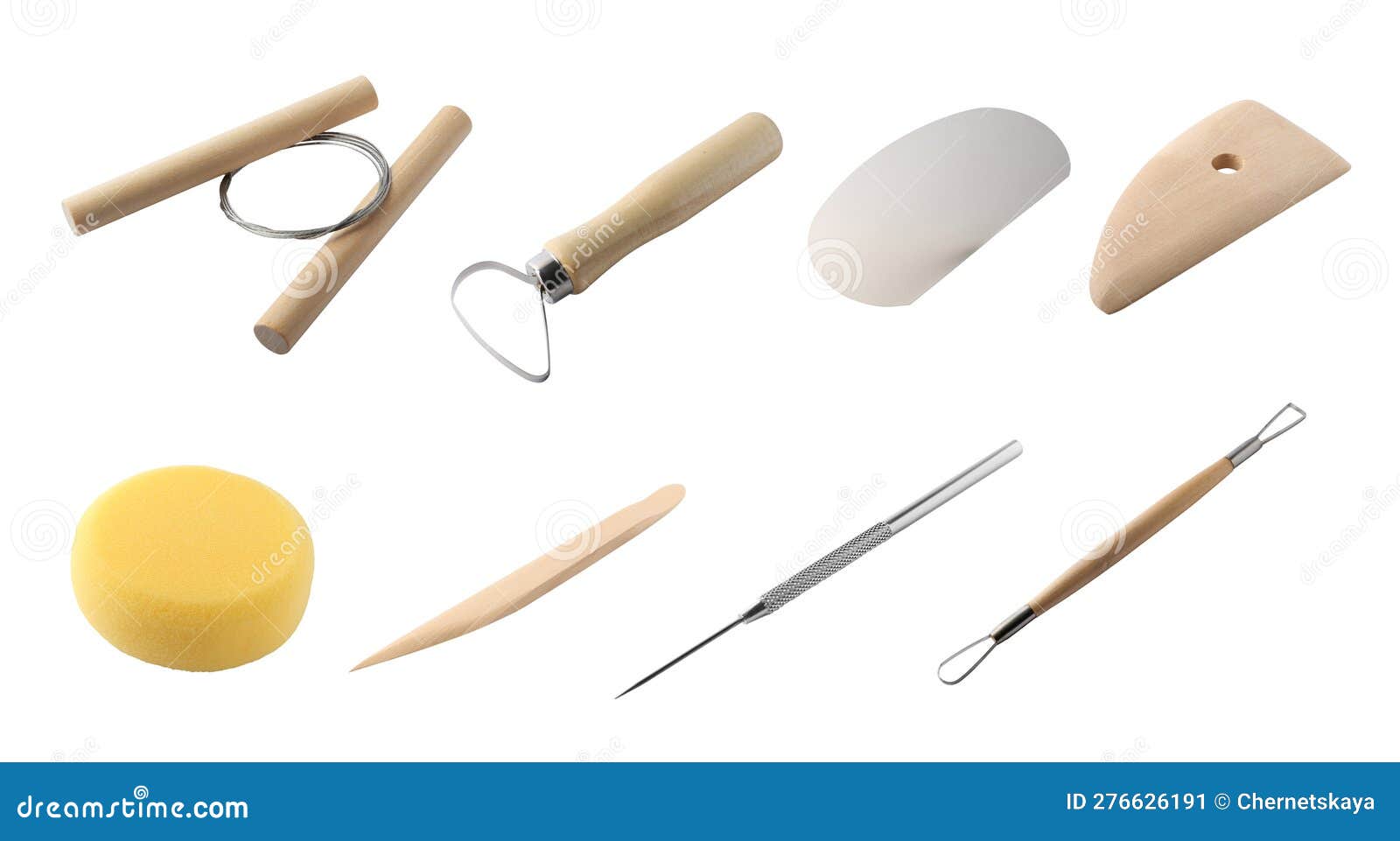Set of Pottery Tools on White Background Stock Image - Image of ...