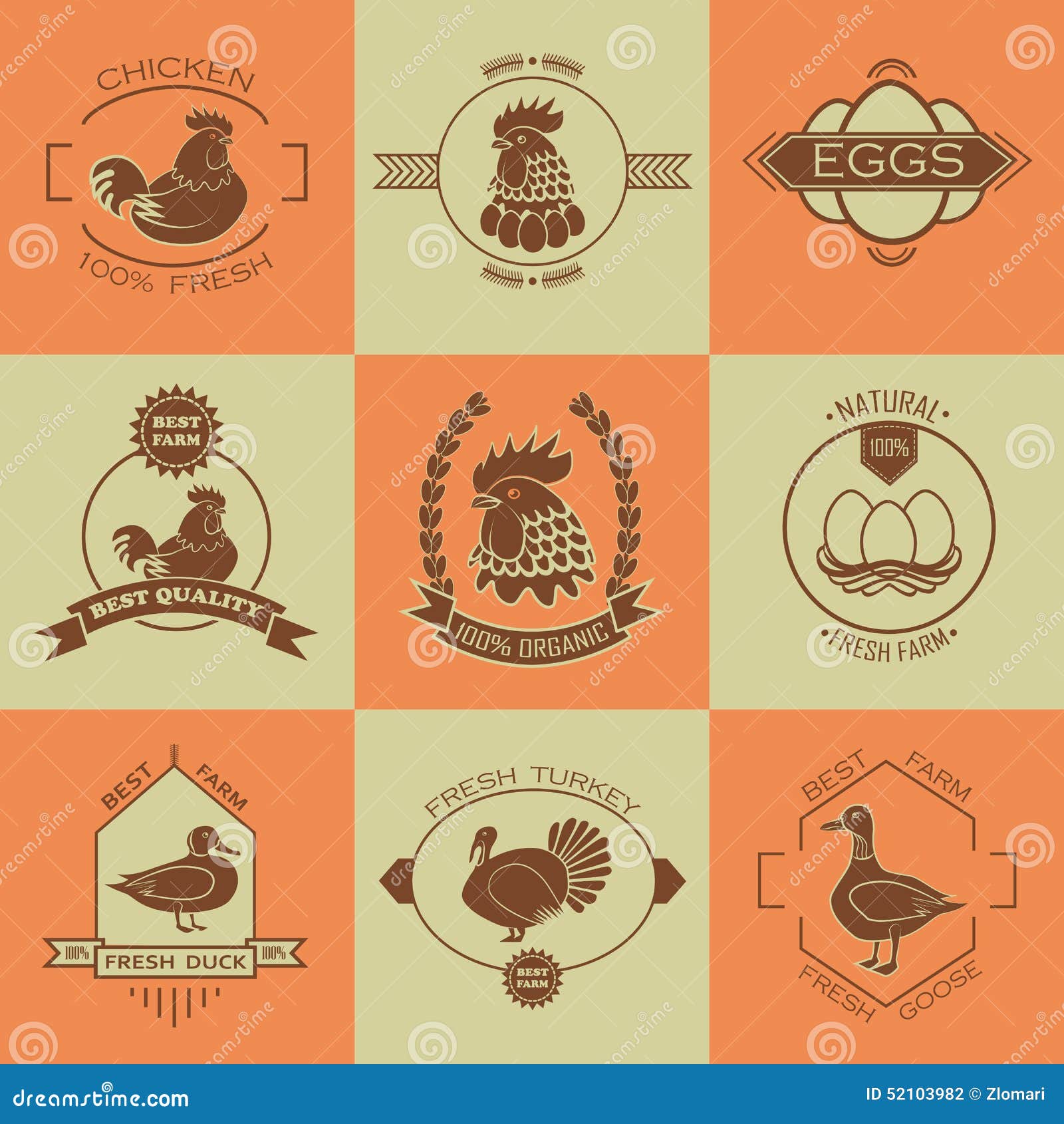 Set of Poultry Farm Logo, Emblem. Chicken, Turkey Stock Vector ...