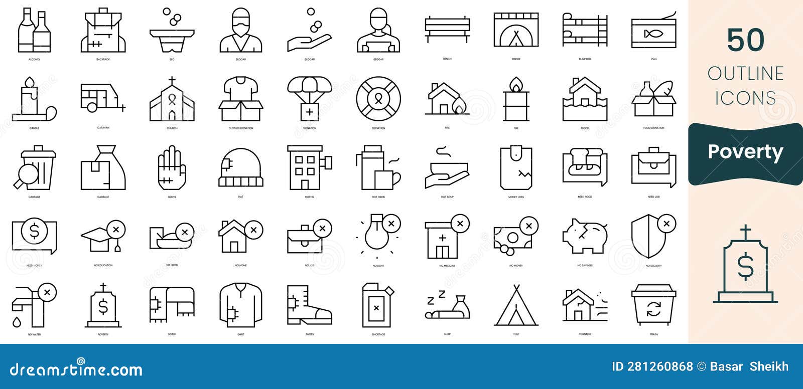 Linear Poverty Icon From General Outline Collection. Thin Line Poverty ...