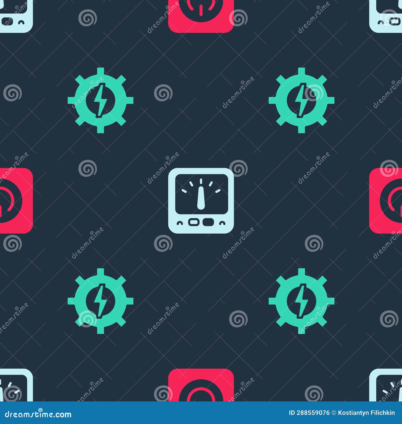 Set Power Button, Ampere Meter, Multimeter and Gear and Lightning on ...