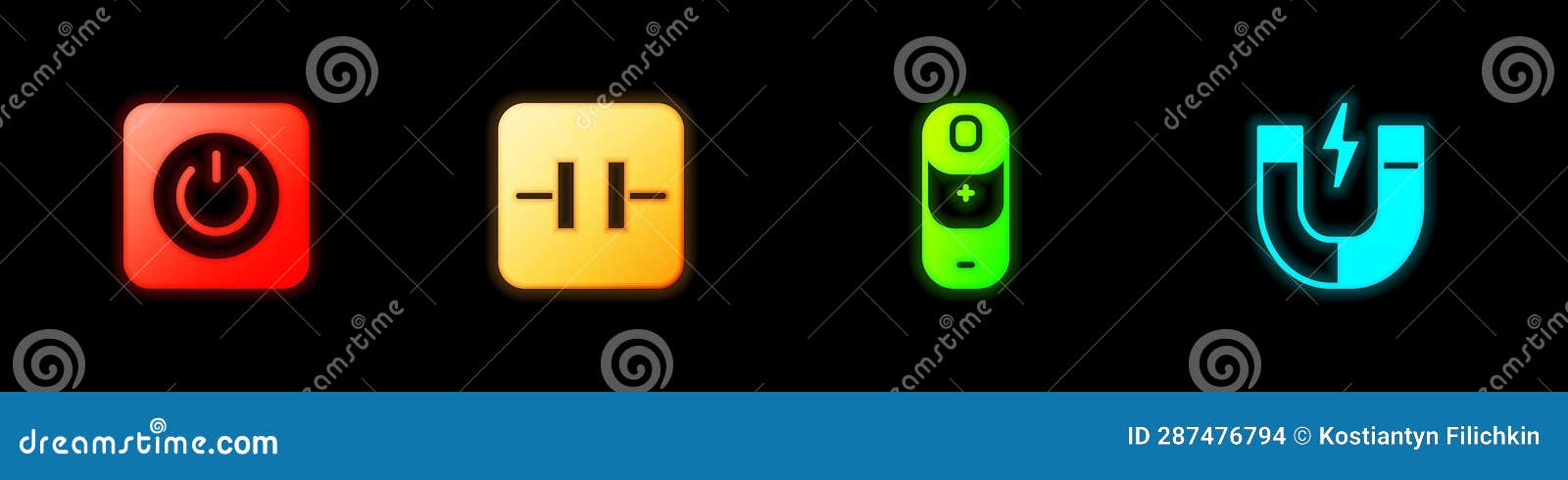 Set Power Button, Electrolytic Capacitor, Battery Charge and Magnet ...