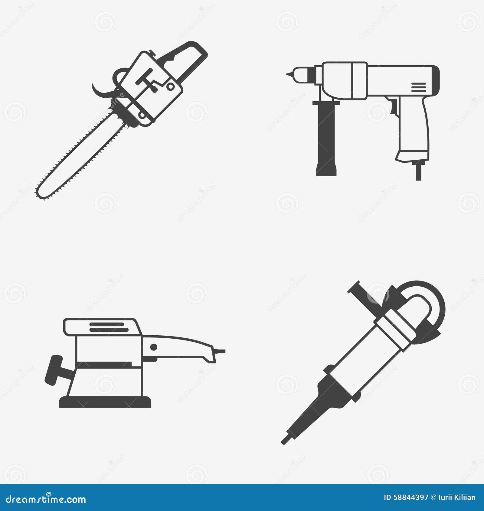 Set of Power Electric Tools Monochrome Icons Stock Vector ...
