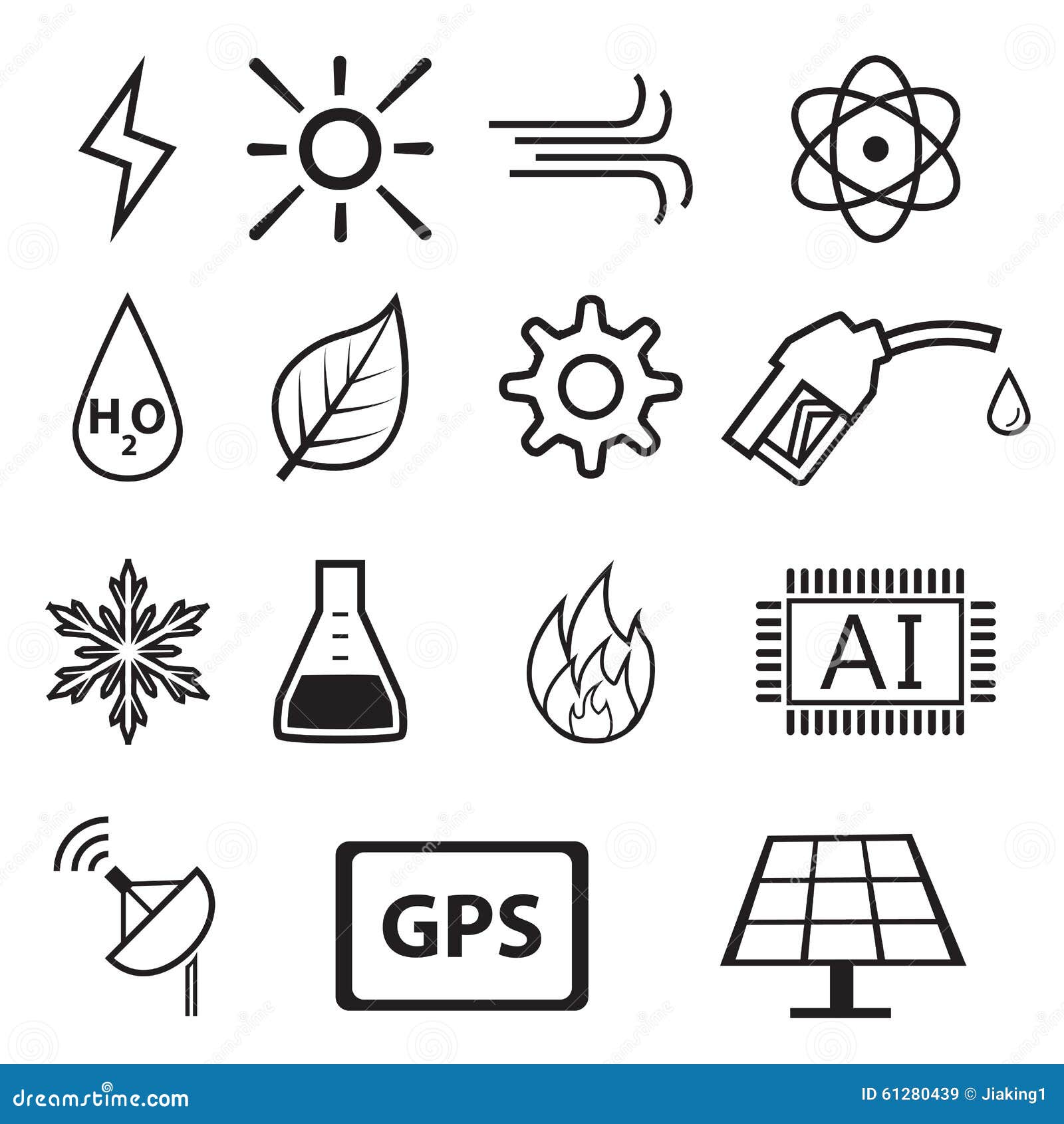 Set of Power and Energy System in Linear Icons Stock Vector ...