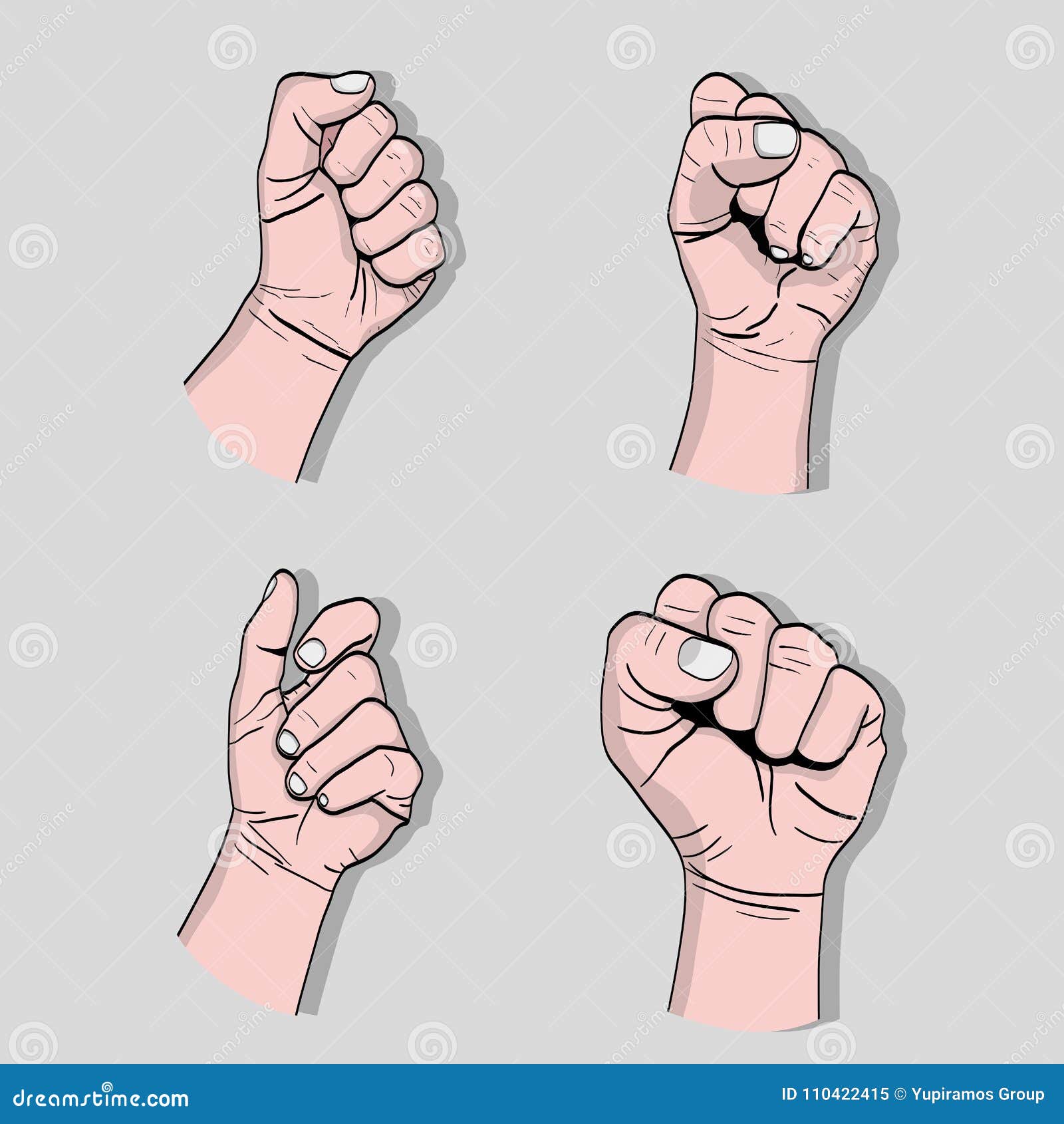 Set Power Hand Strong Protest Stock Vector - Illustration of powerful ...