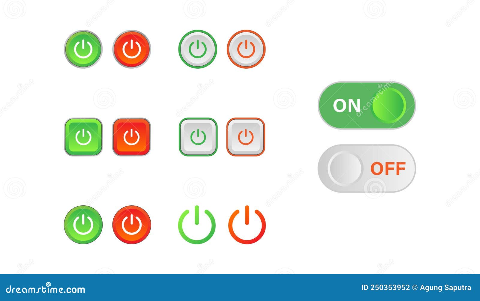 Set of Power on Off Icon Sign Button Vector Stock Vector - Illustration ...